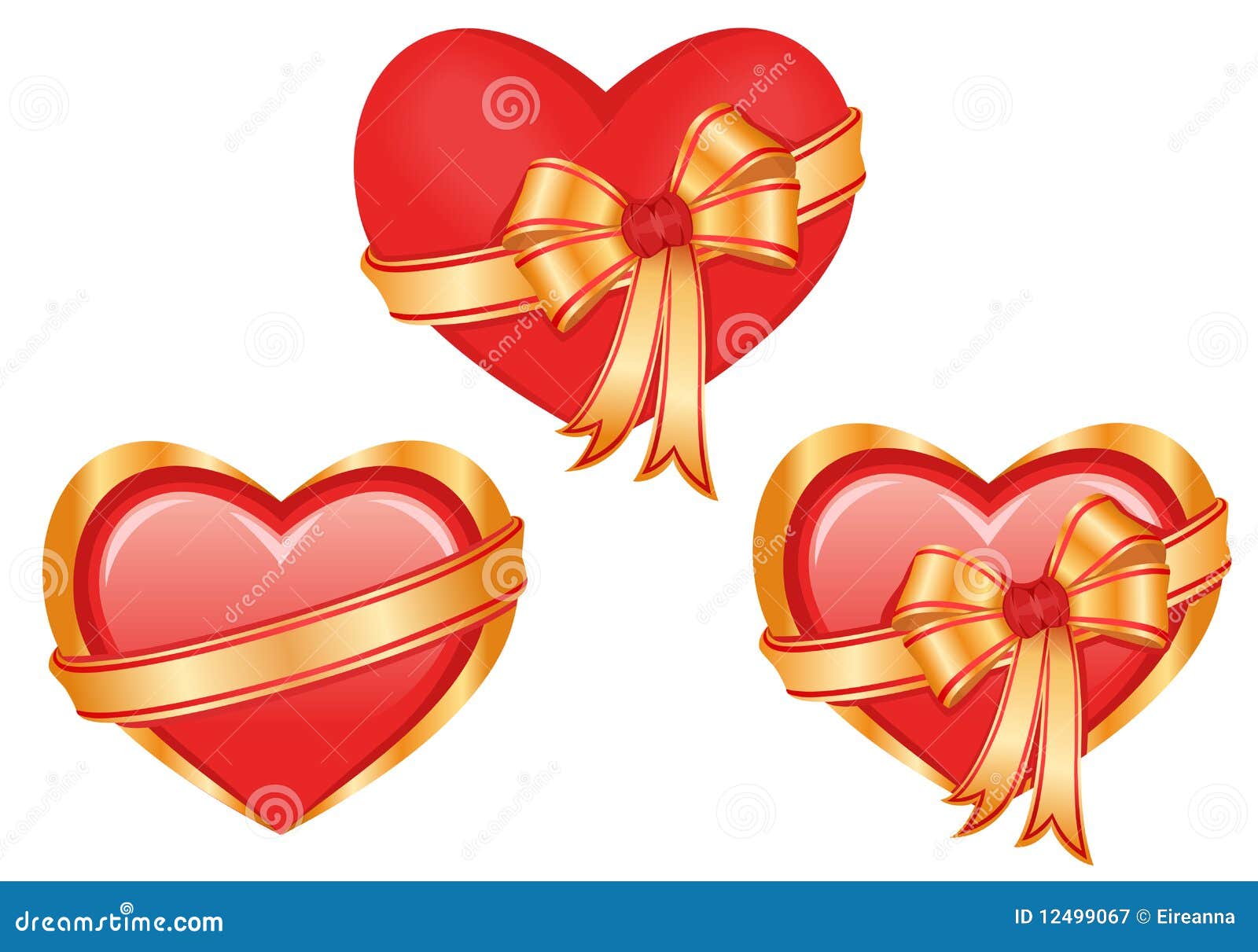 Conjunto De Tres Corazones Brillantes Ilustración del Vector ...