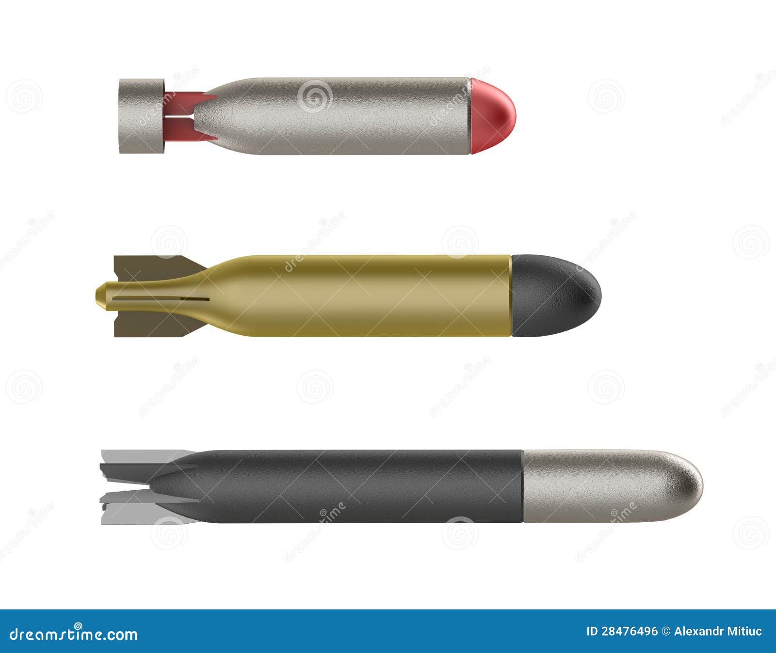 Conjunto De Tres Diversos Torpedos Aislados En Blanco Stock de ...