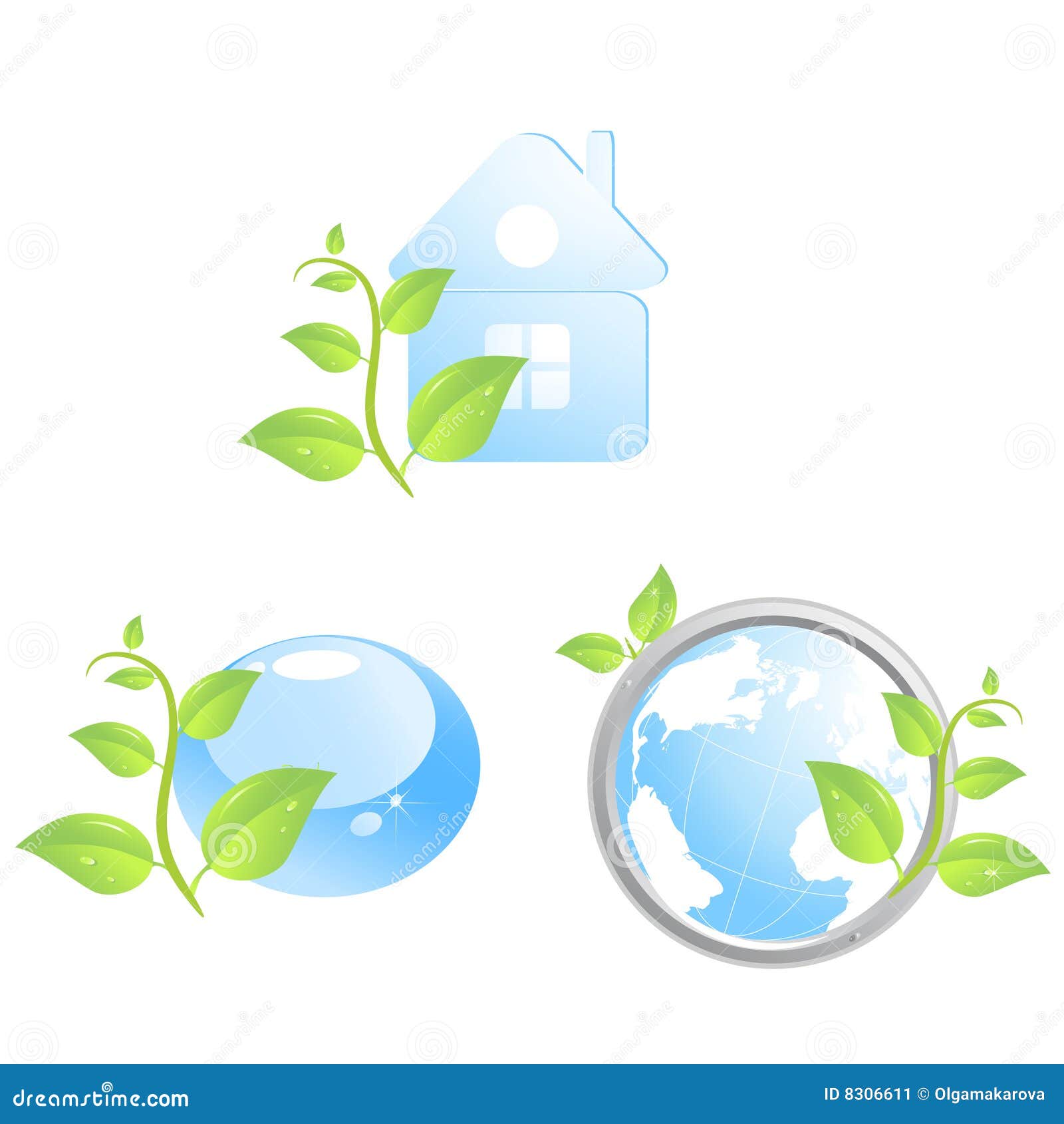 Conjunto De Tres Iconos Ambientales Ilustración del Vector ...