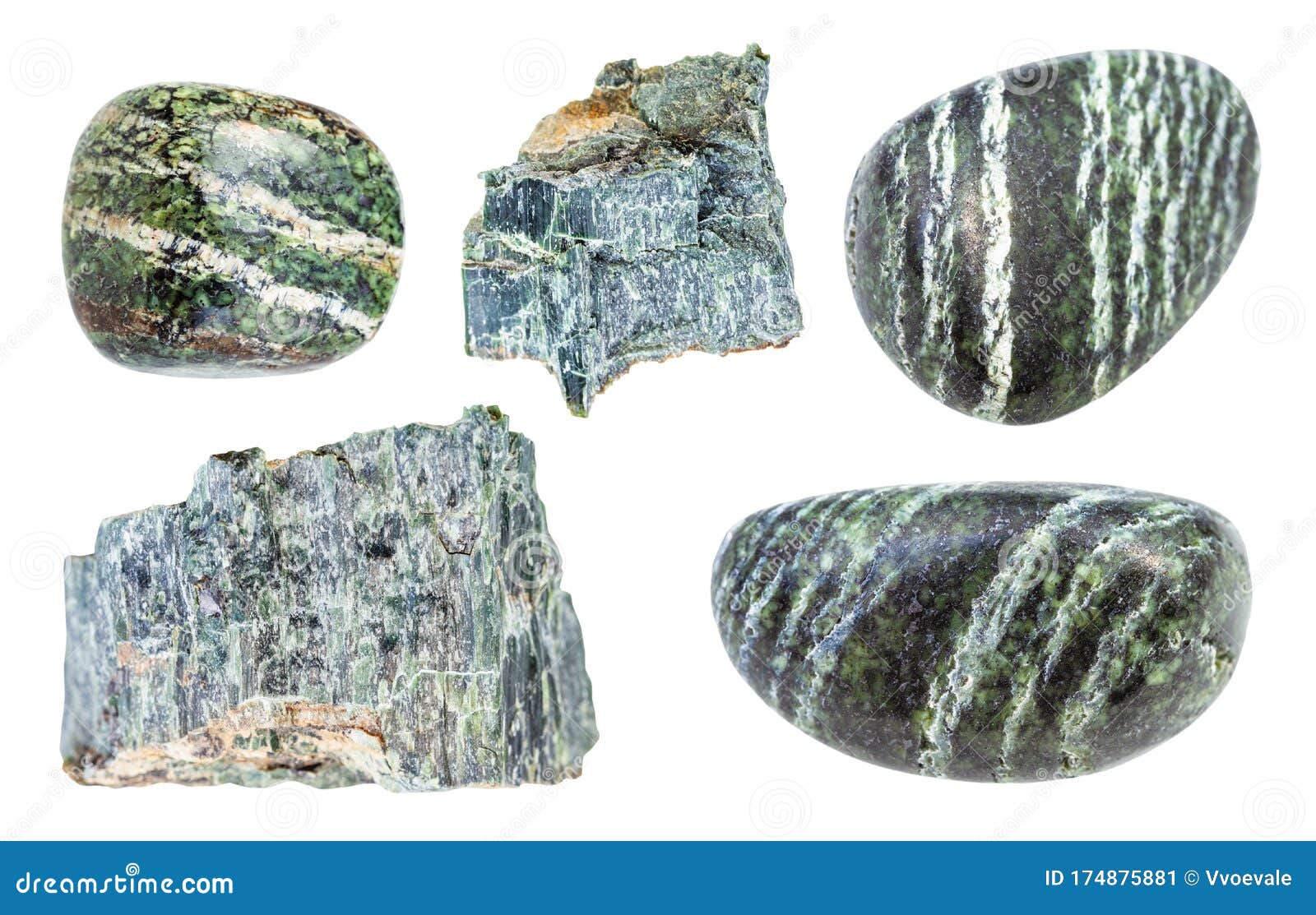 Conjunto De Varias Rocas De Crisotilo Aisladas Sobre Blanco Imagen de ...