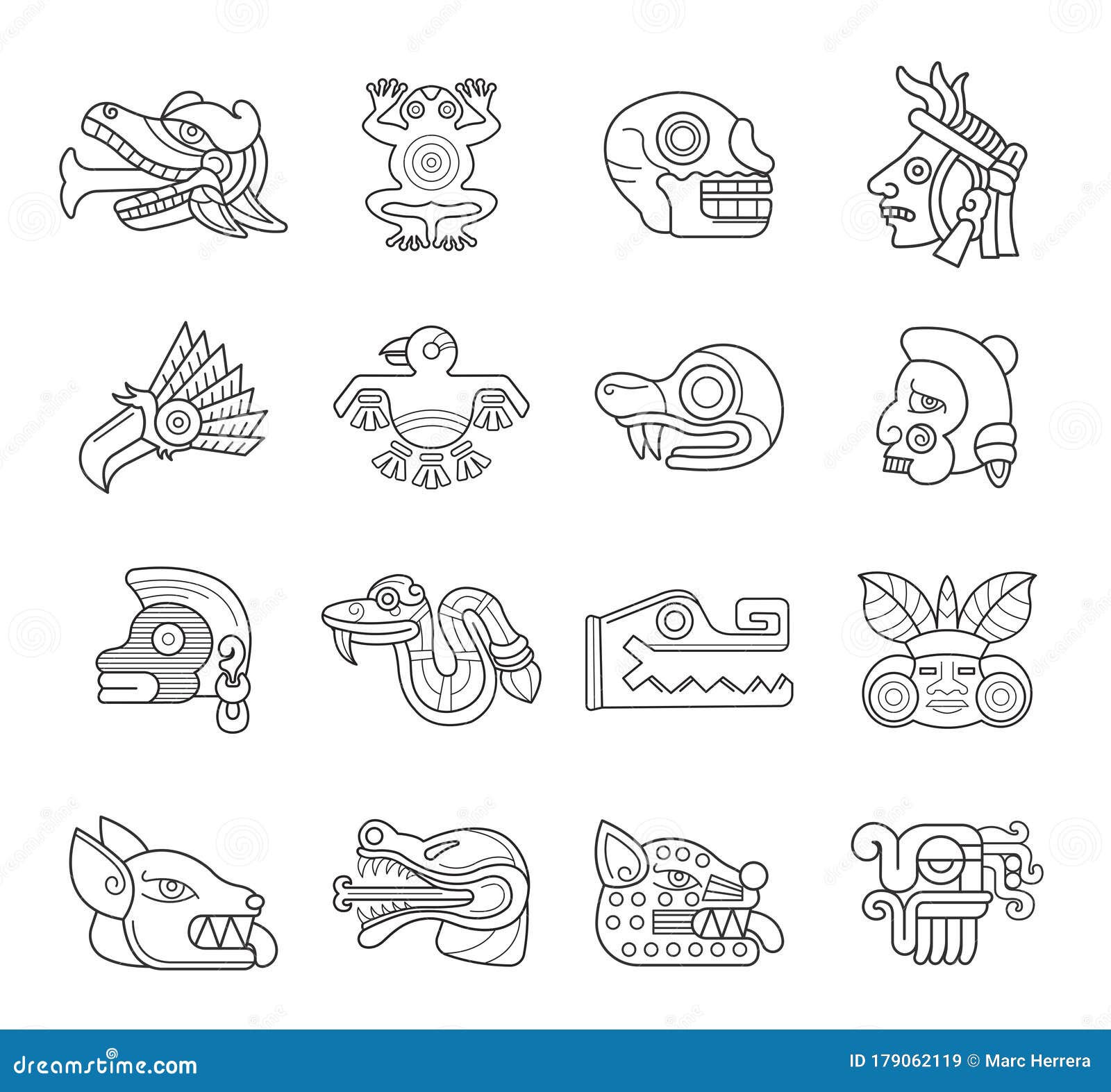 Conjunto De Varios Elementos Mayas Stock de ilustración - Ilustración ...