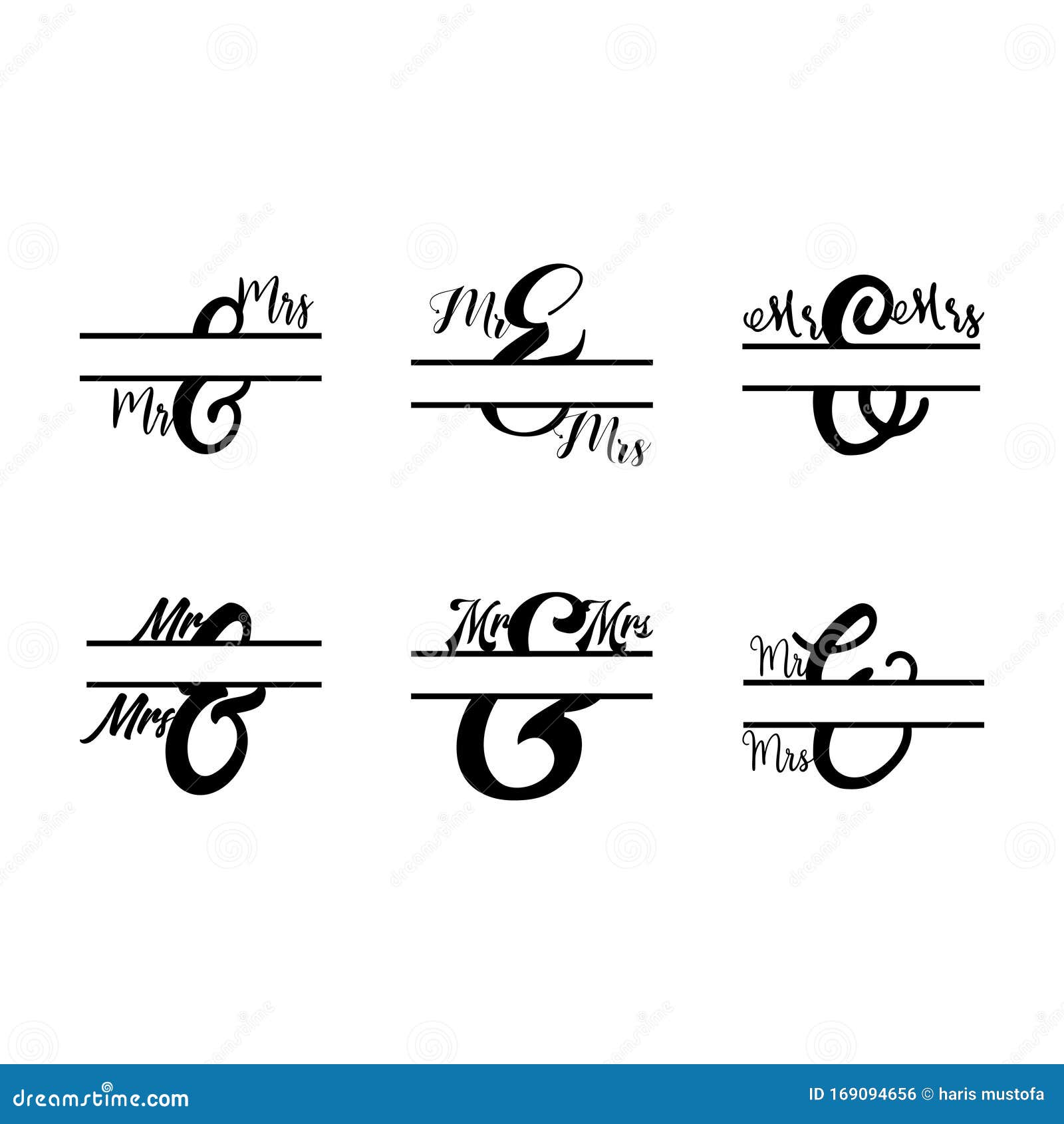 Conjunto De Vector Inicial De Letras Divididas Mr. Y Mrs. Monogram ...