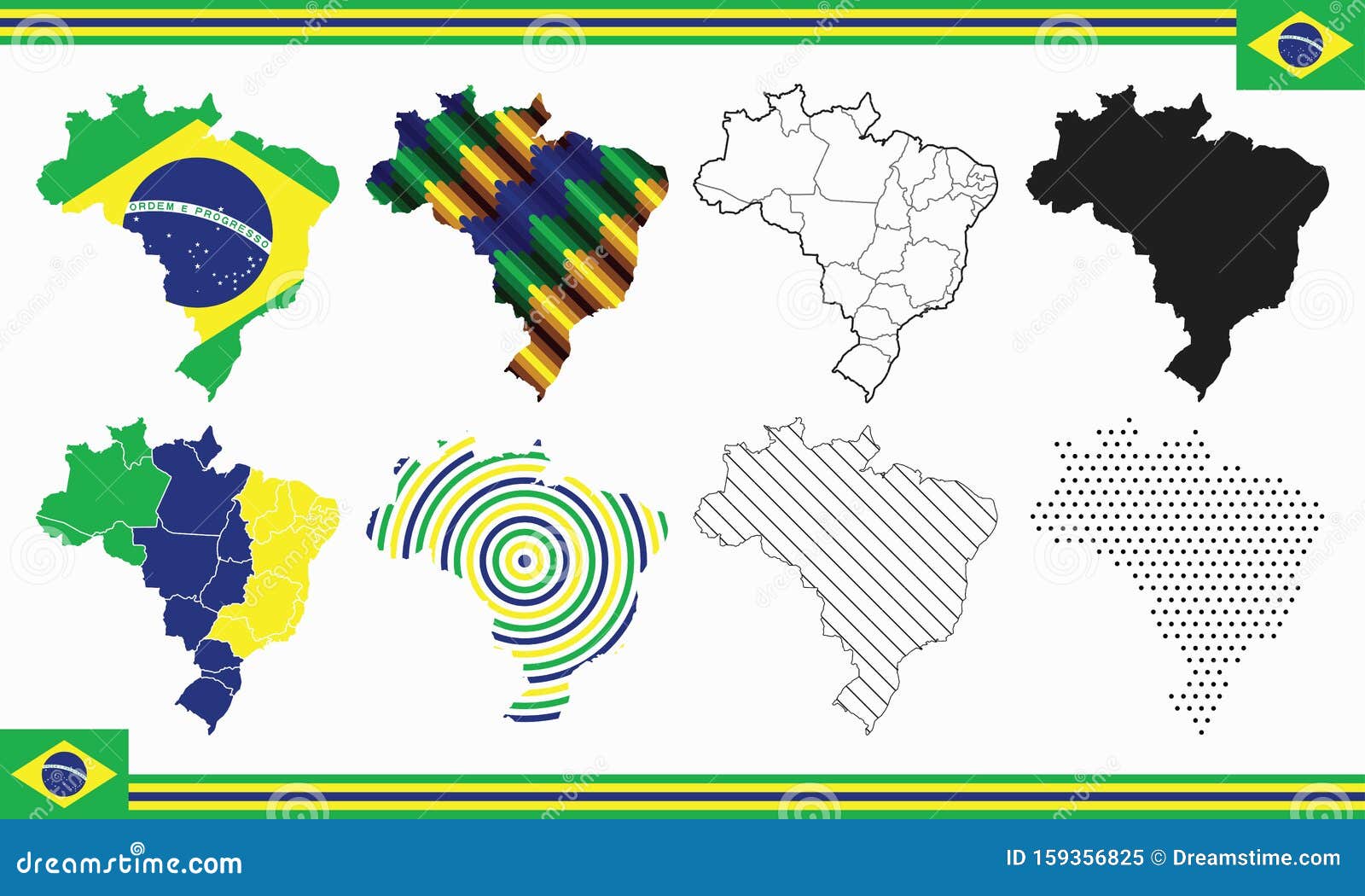 Conjunto De Vectores De Mapa De Brasil Ilustración del Vector ...