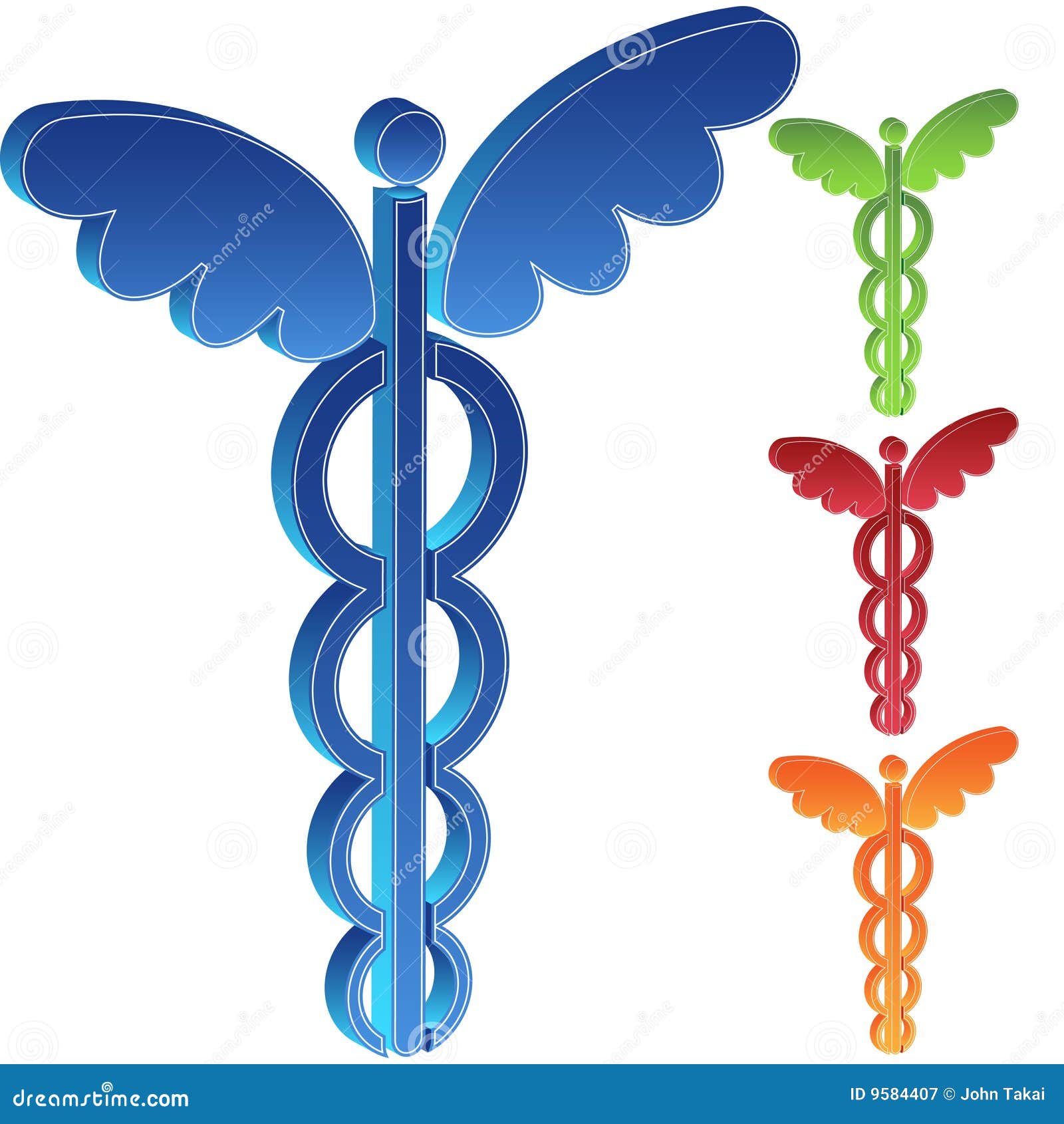 Conjunto Del Caduceo 3D De 4 Ilustración del Vector - Ilustración de ...