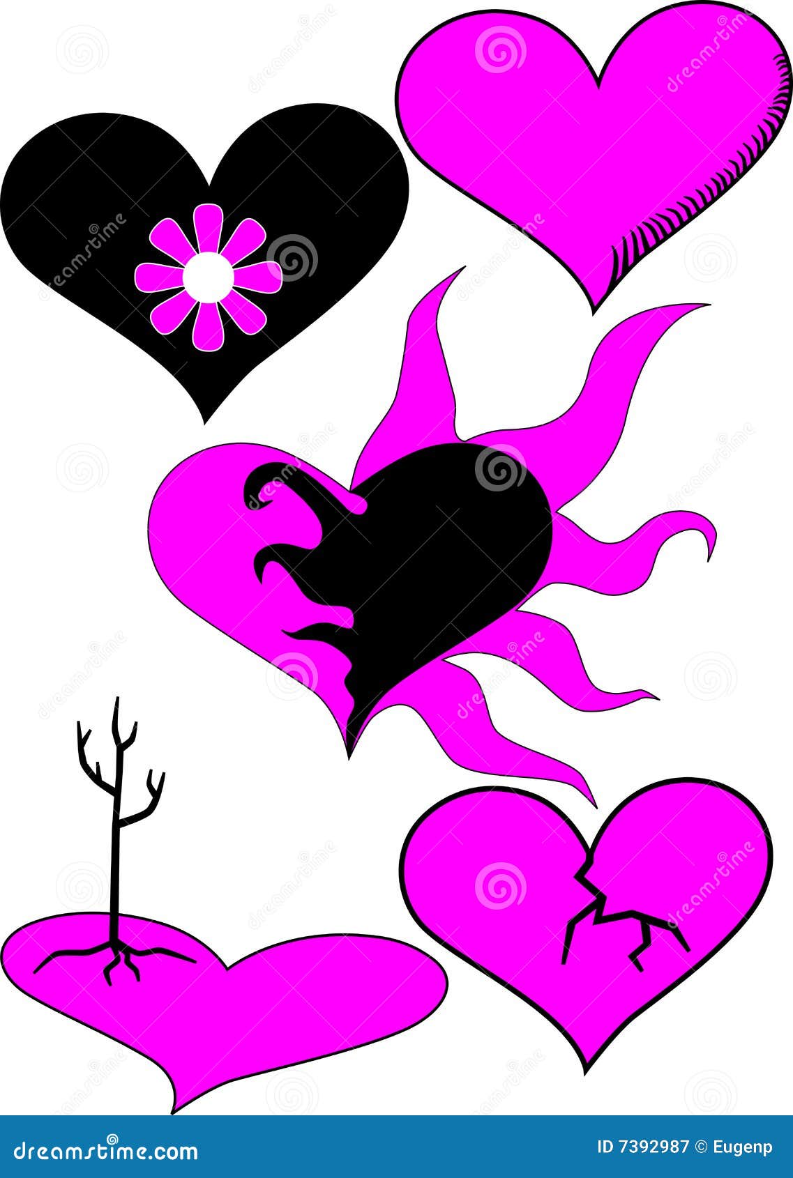 Conjunto Del Corazón De Emo Ilustración del Vector - Ilustración de ...