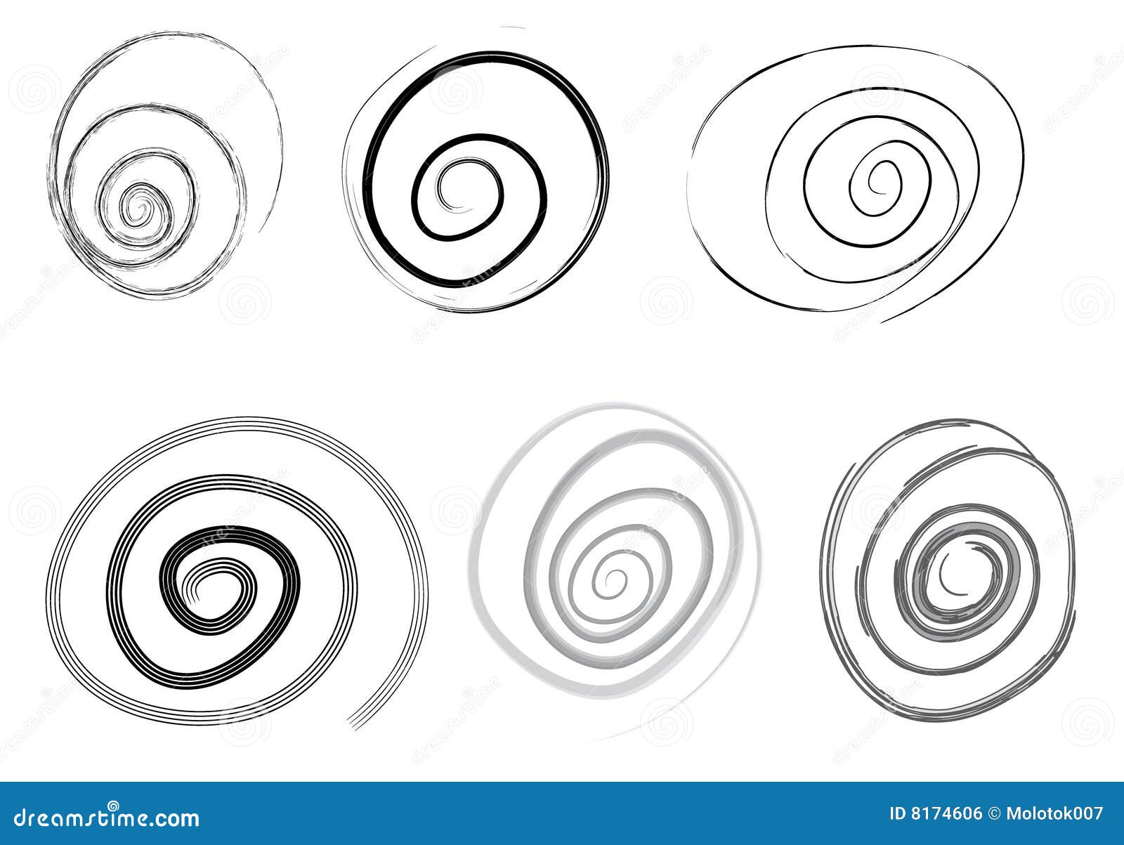 Conjunto Del Espiral Del Vector Ilustración del Vector - Ilustración de ...