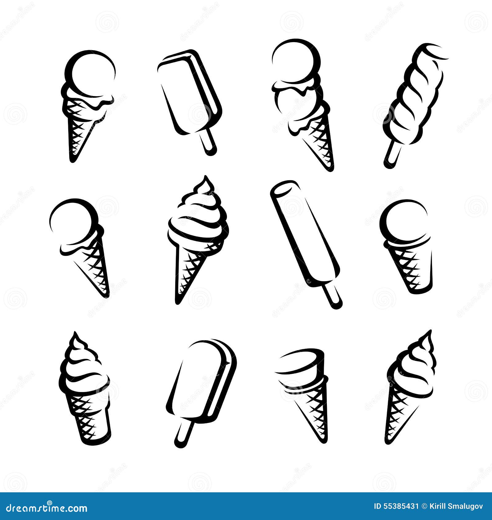 Conjunto del helado Vector ilustración del vector. Ilustración de ...