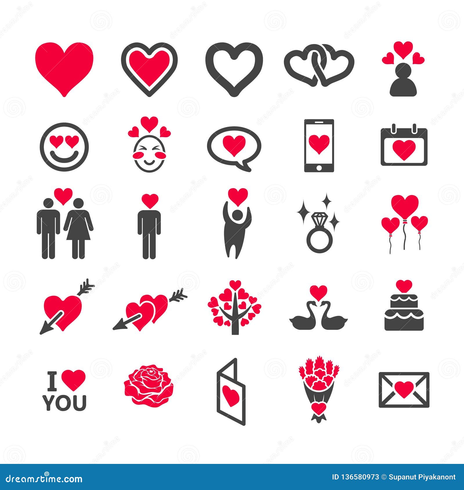 Conjunto Del Icono Del Amor Ilustración del Vector - Ilustración de ...