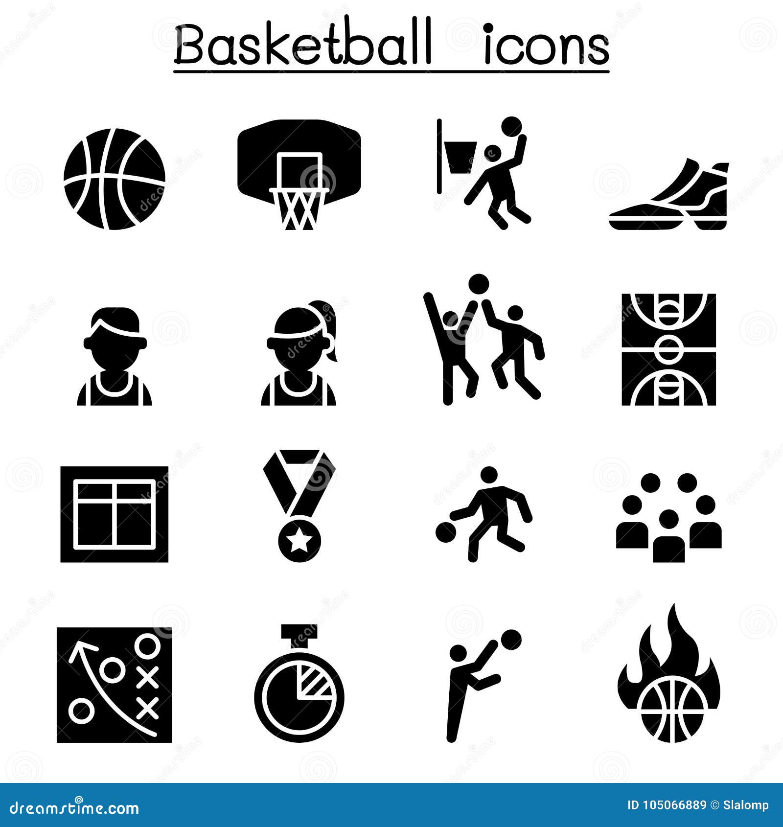 Conjunto Del Icono Del Baloncesto Stock de ilustración - Ilustración de ...