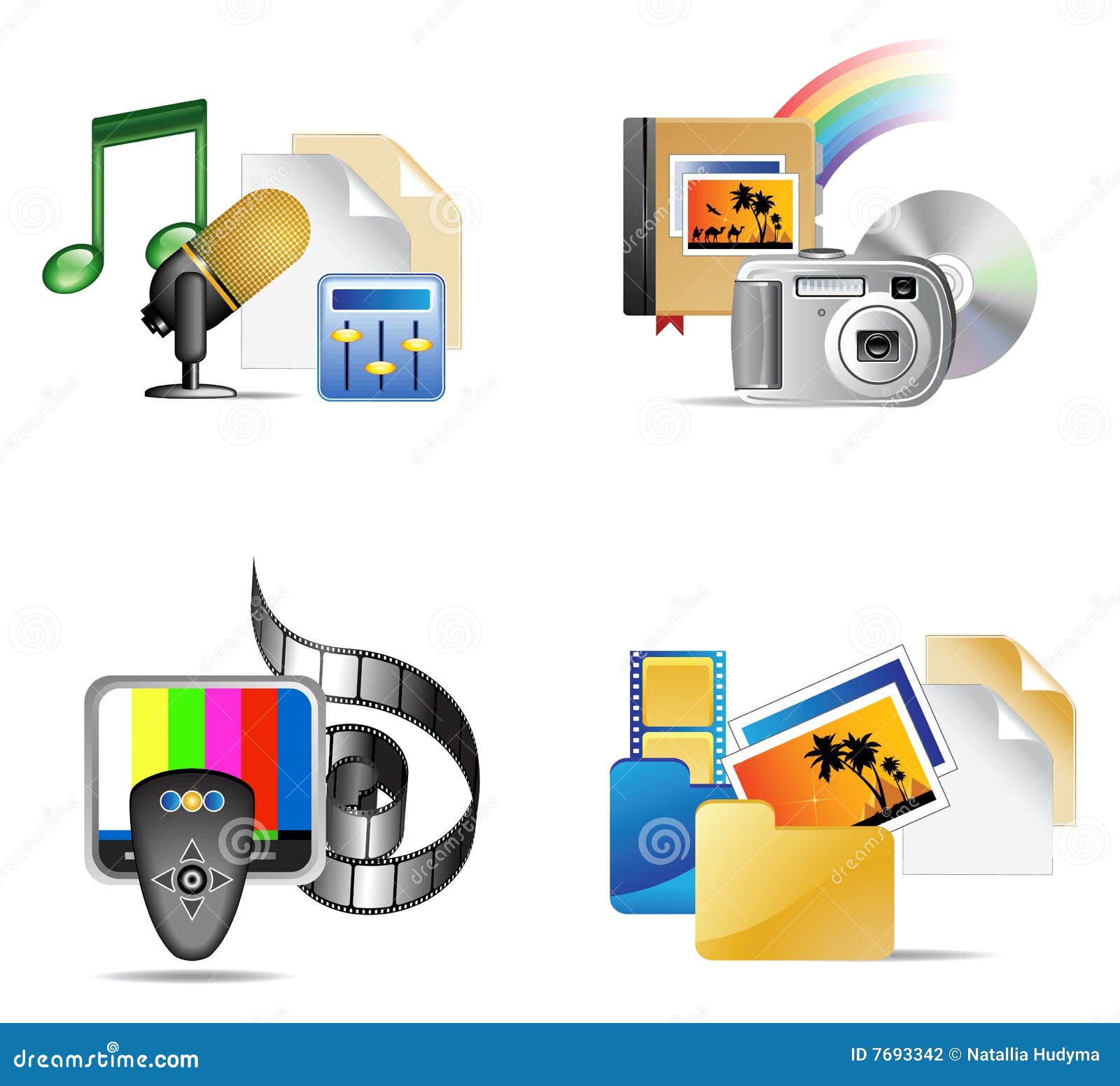 Conjunto Del Icono De Iinternet De Los Multimedia Ilustración del ...