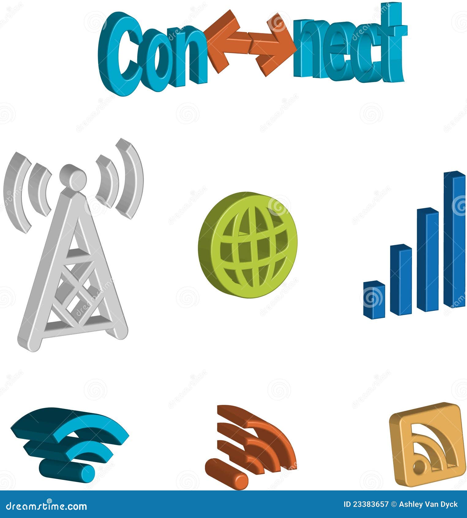 Conjunto Del Icono De La Conectividad 3D Ilustración del Vector ...