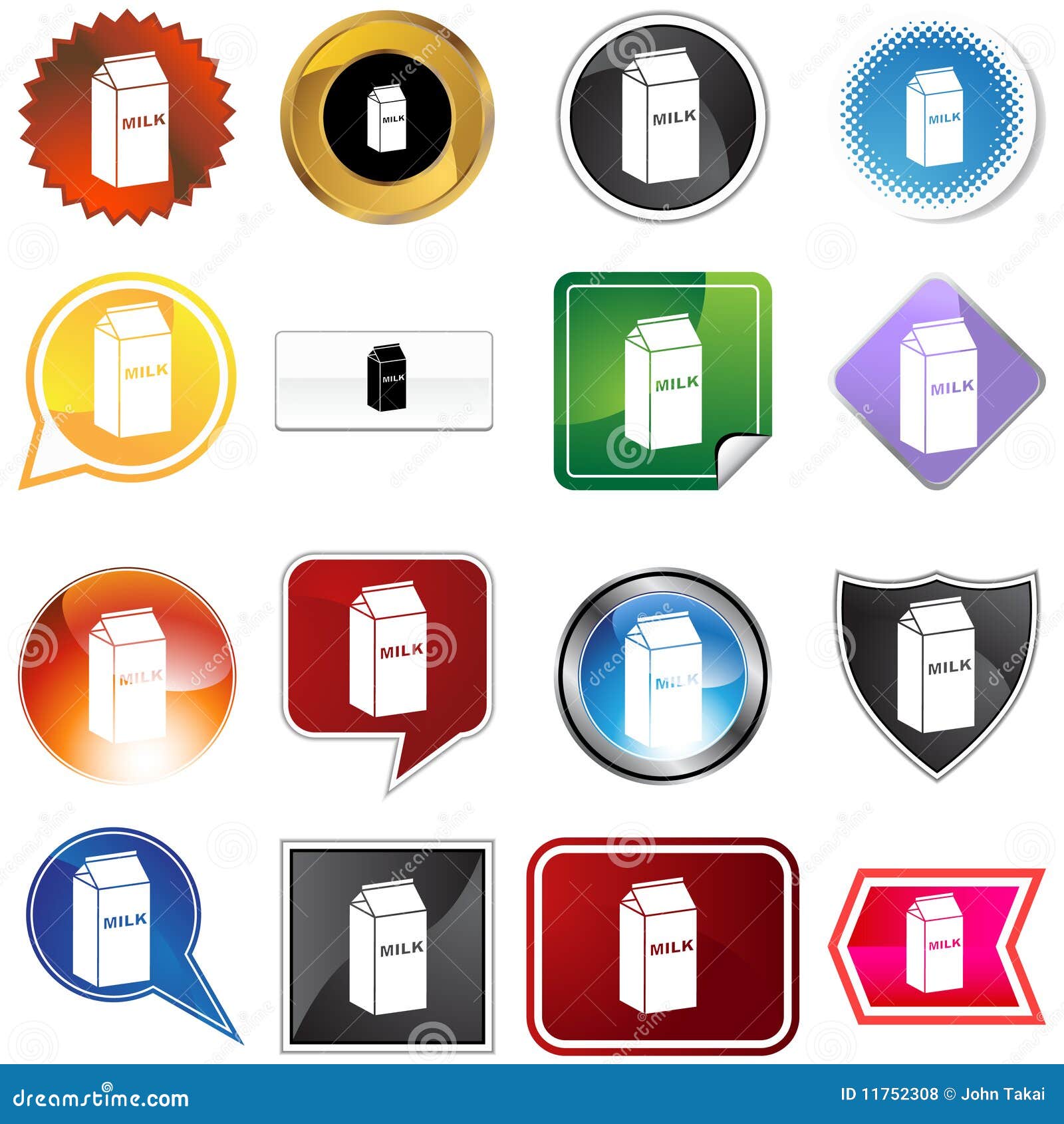 Conjunto Del Icono De La Leche Ilustración del Vector - Ilustración de ...