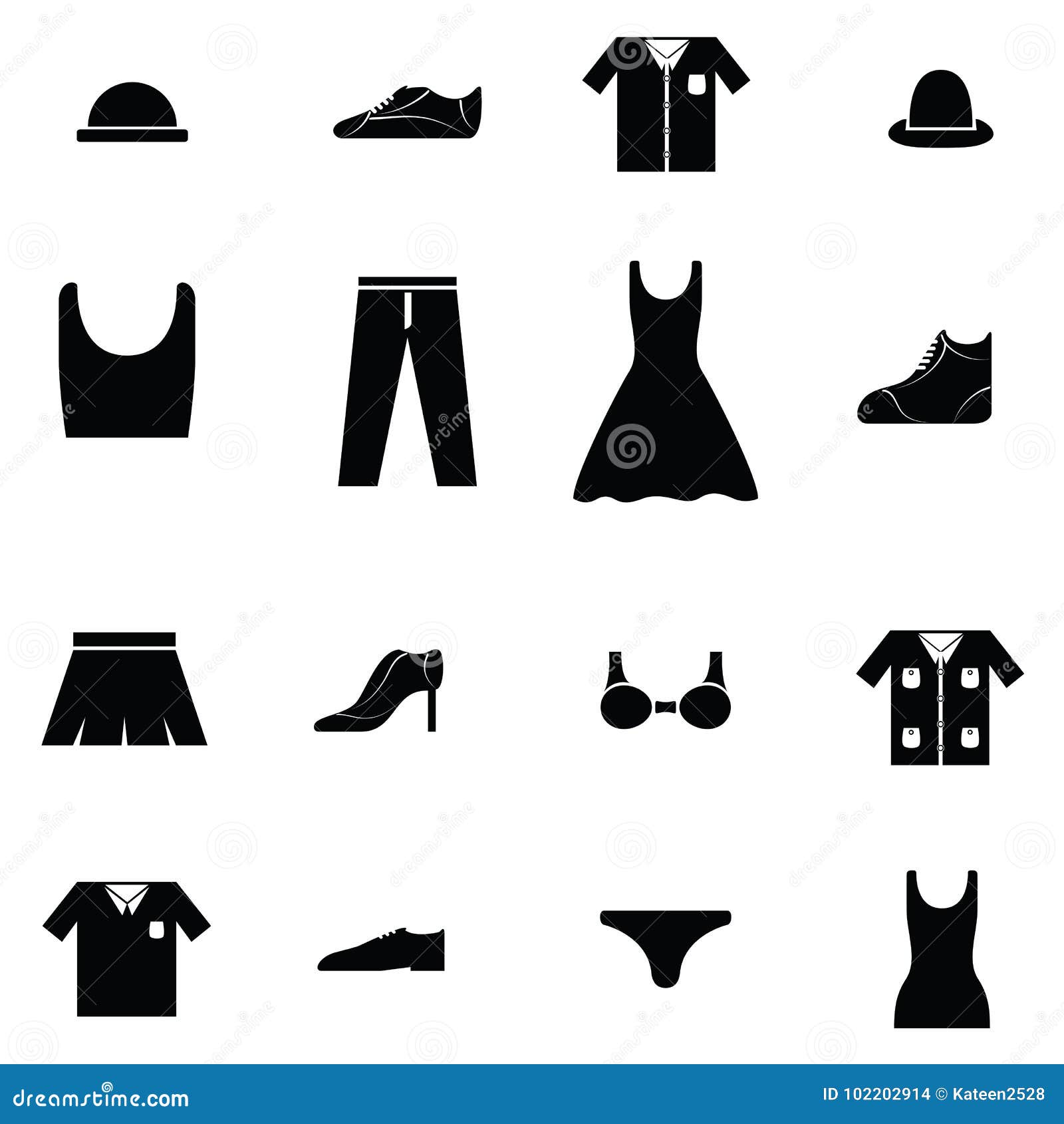 Conjunto Del Icono De La Ropa Ilustración del Vector - Ilustración de ...