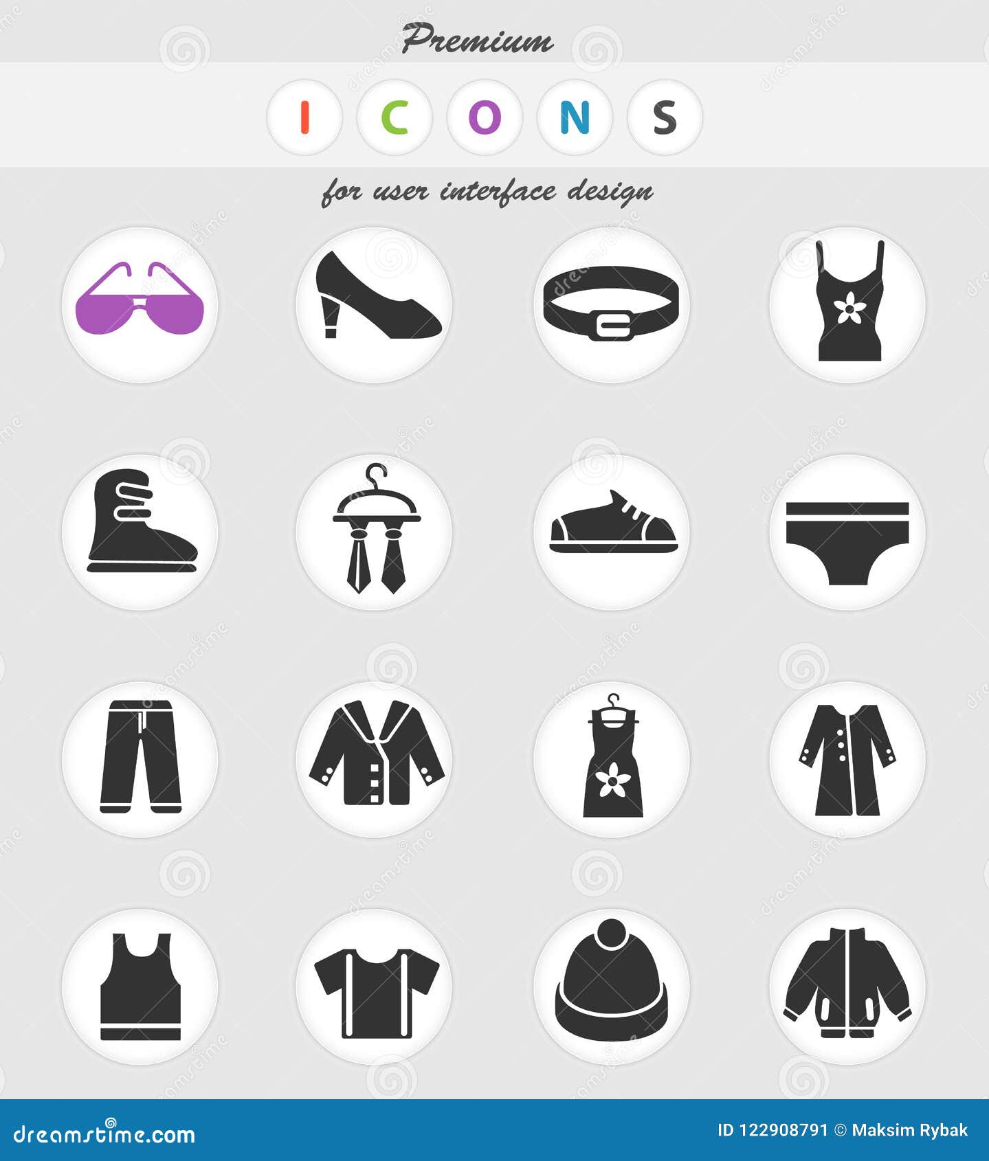 Conjunto Del Icono De La Ropa Ilustración del Vector - Ilustración de ...