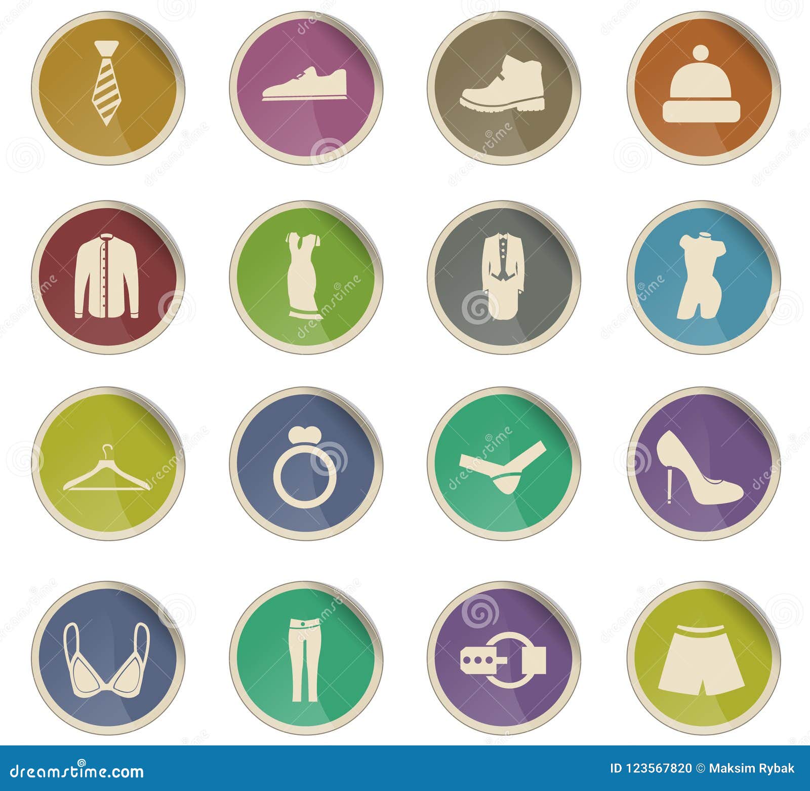 Conjunto Del Icono De La Ropa Ilustración del Vector - Ilustración de ...