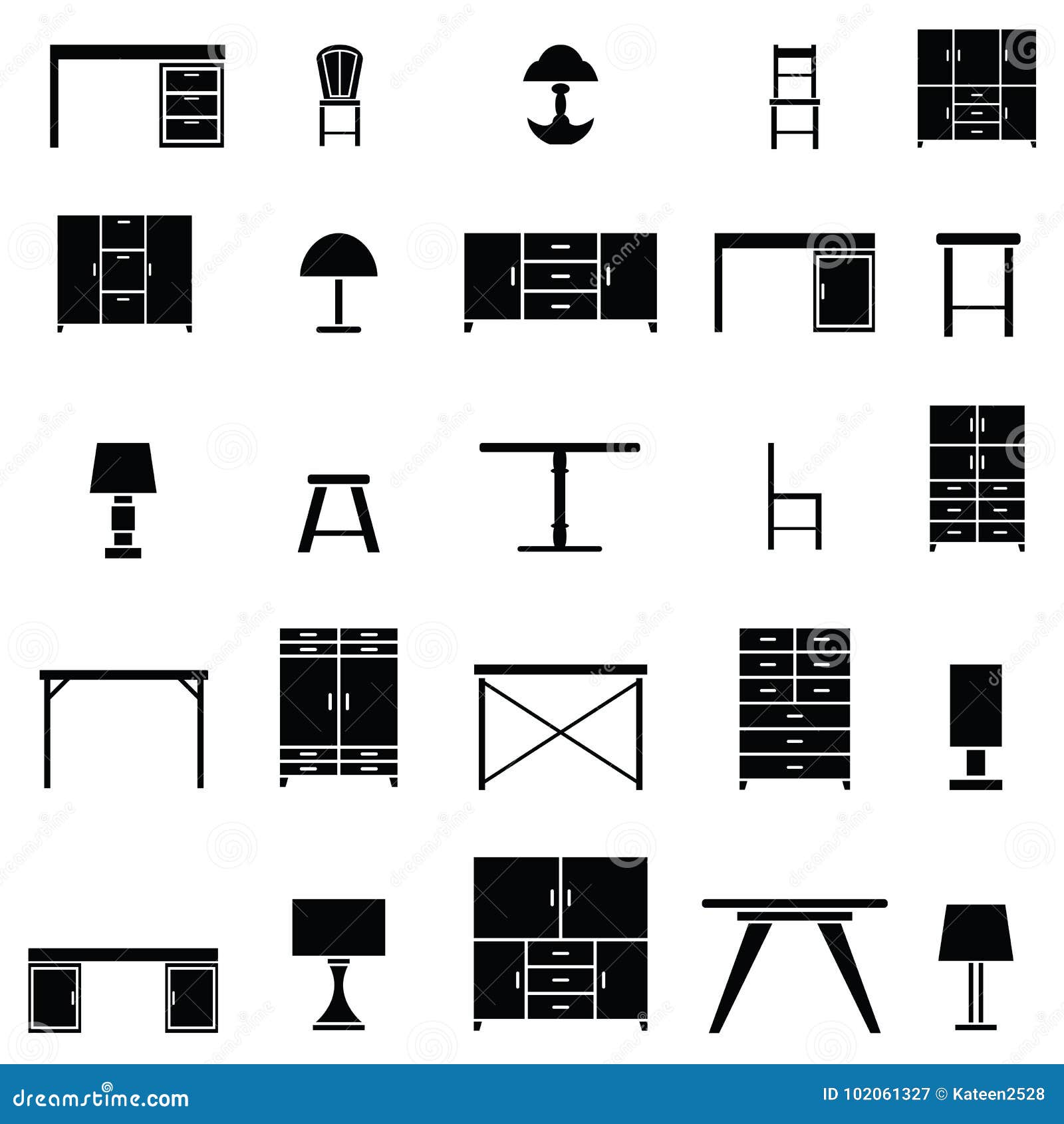 Conjunto Del Icono De Los Muebles Ilustración del Vector - Ilustración ...