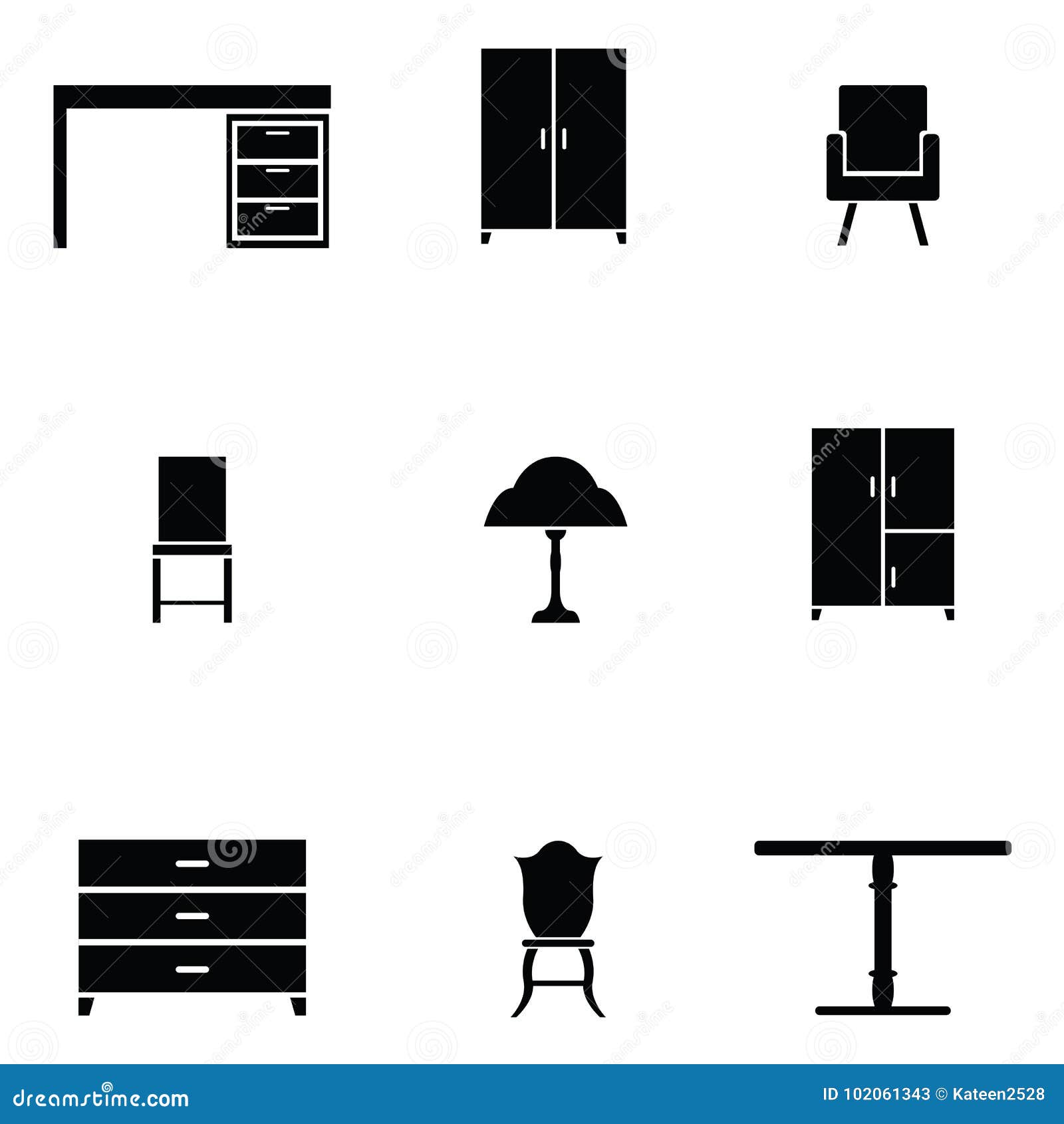 Conjunto Del Icono De Los Muebles Ilustración del Vector - Ilustración ...