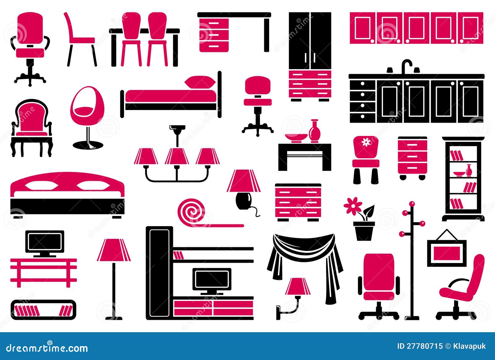 Conjunto Del Icono De Los Muebles Ilustración del Vector - Ilustración ...