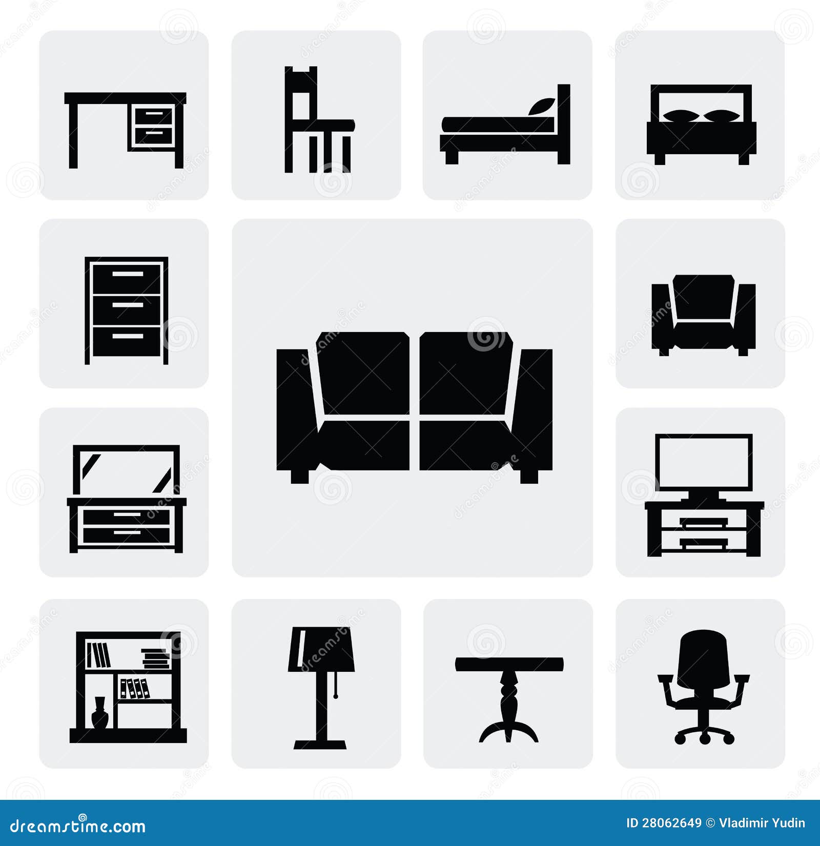 Conjunto Del Icono De Los Muebles Ilustración del Vector - Ilustración ...