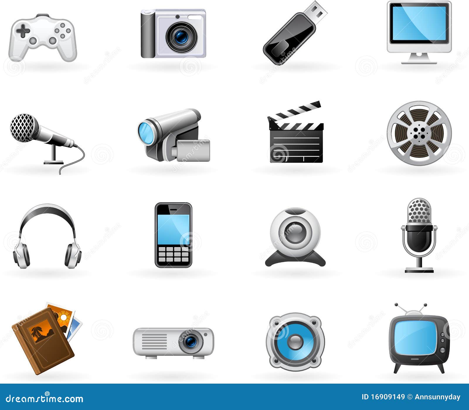 Conjunto Del Icono De Los Multimedia Ilustración del Vector ...