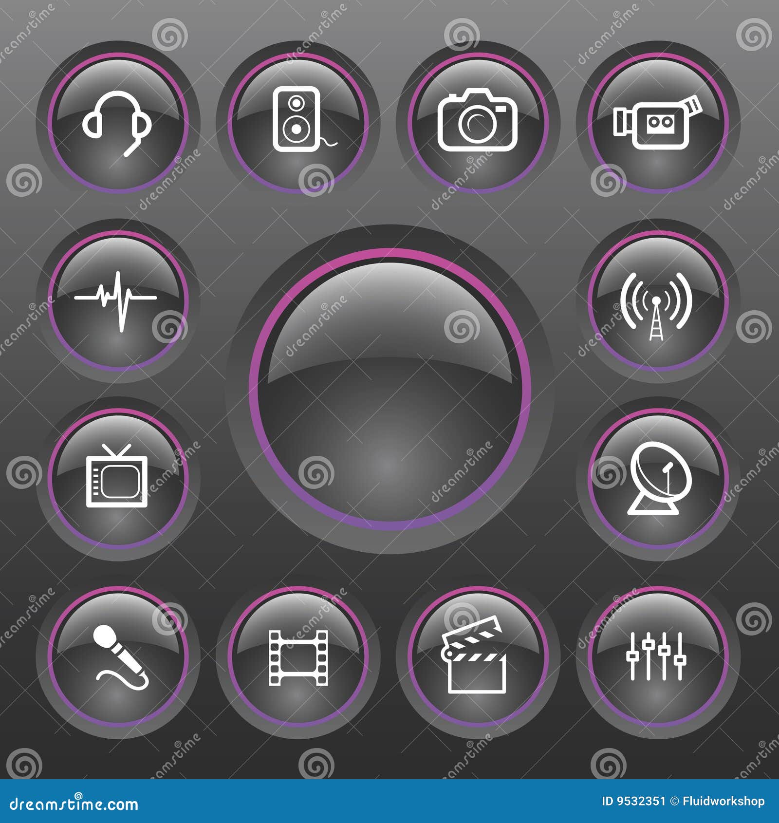 Conjunto Del Icono De Los Multimedia Del Vector Ilustración del Vector ...