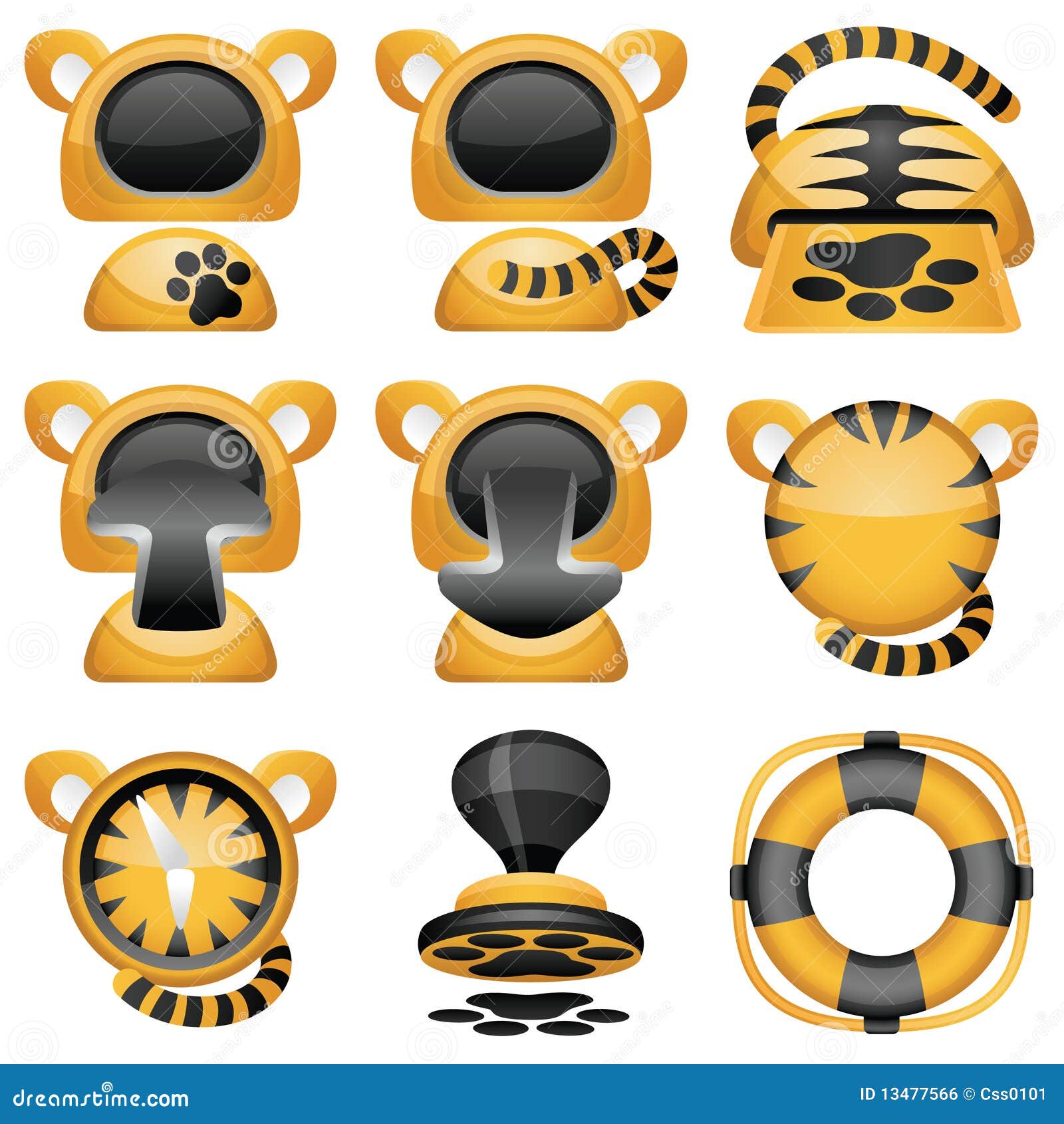 Conjunto Del Icono De Los Tigres Stock de ilustración - Ilustración de ...