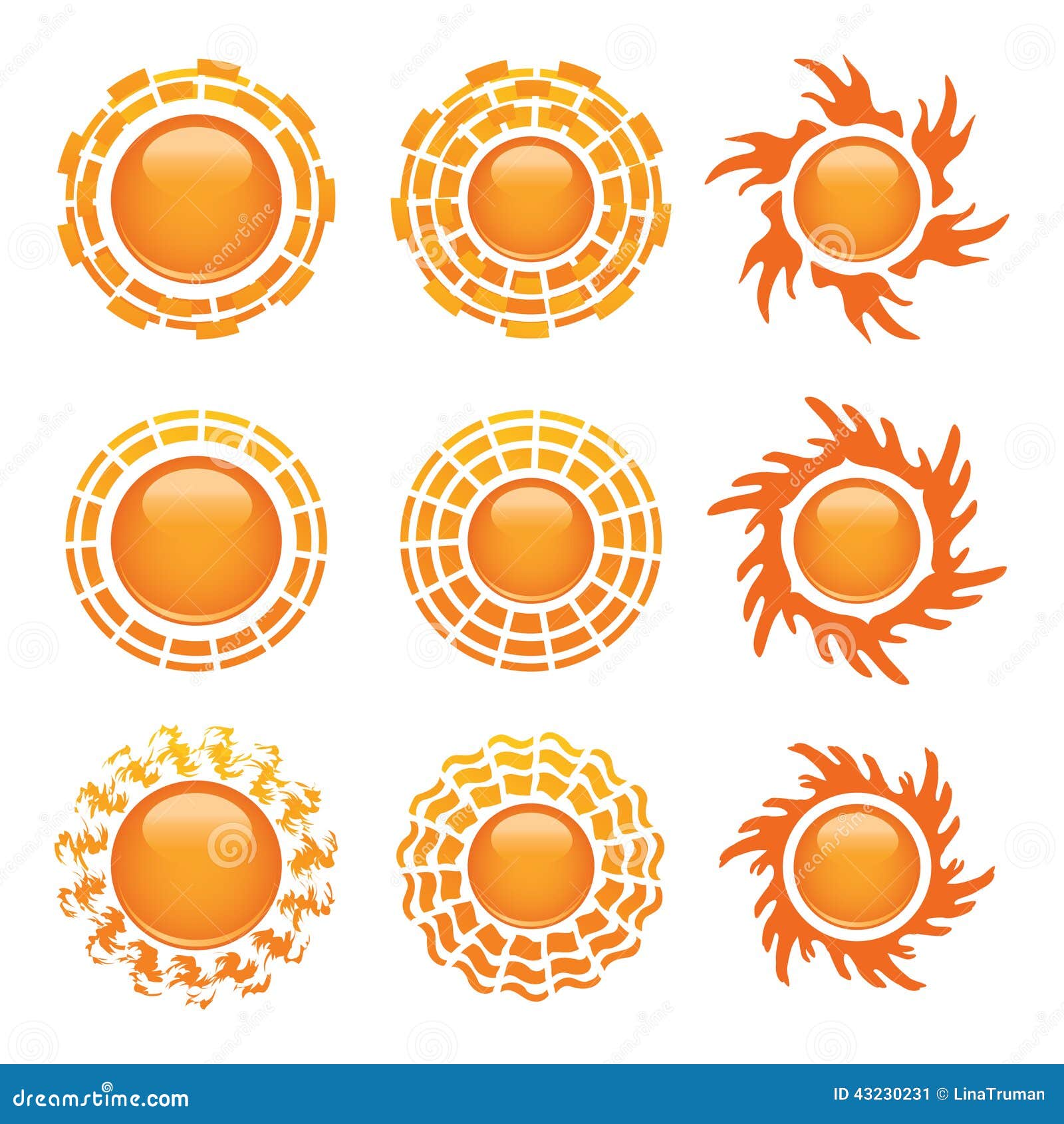 Conjunto del icono de Sun ilustración del vector. Ilustración de ...