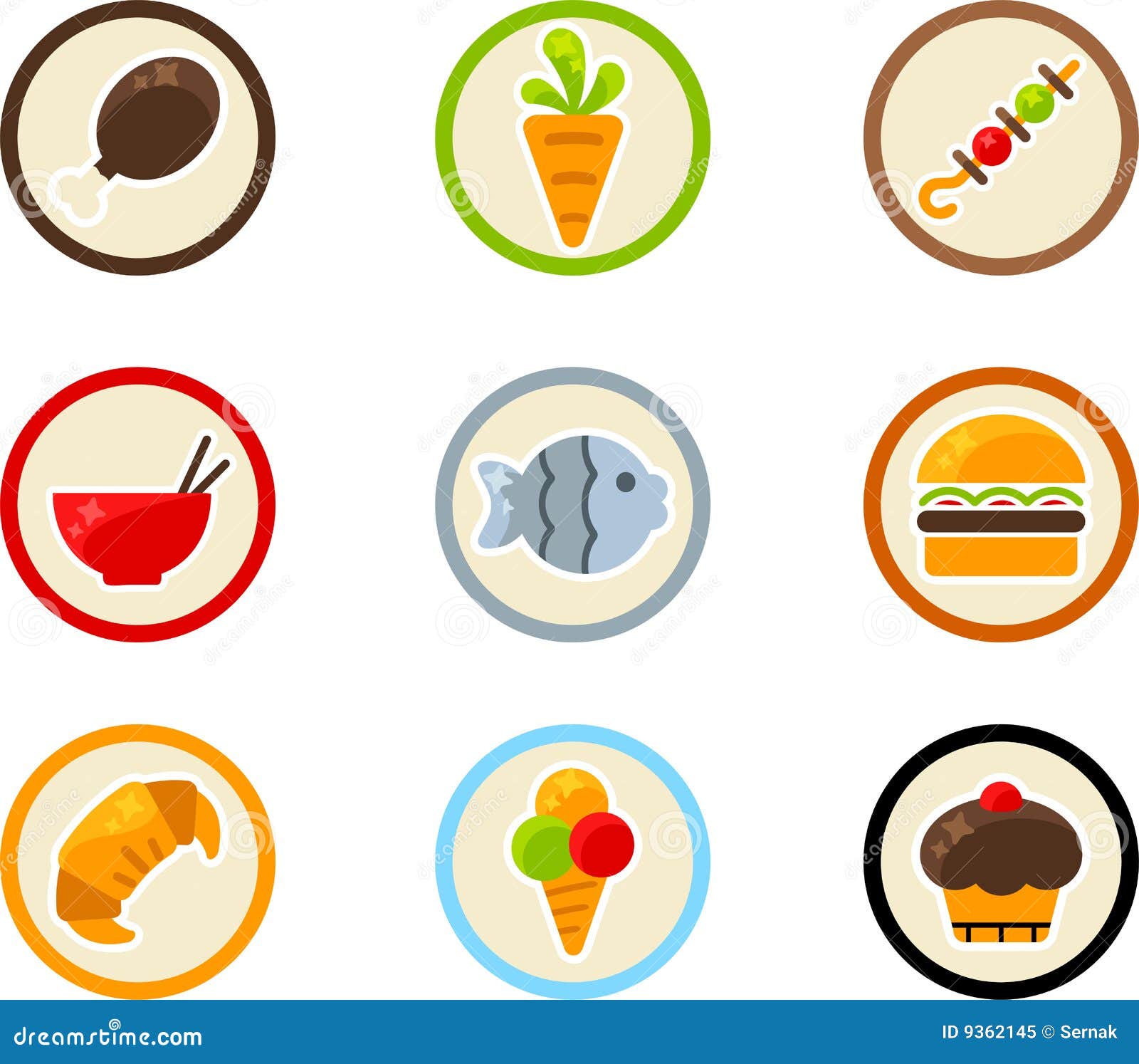Conjunto Del Icono Del Alimento Ilustración del Vector - Ilustración de ...