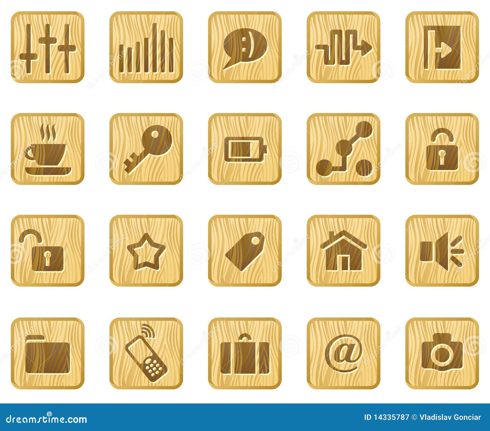 Conjunto Del Icono Del Grabar En Madera Ilustración del Vector ...