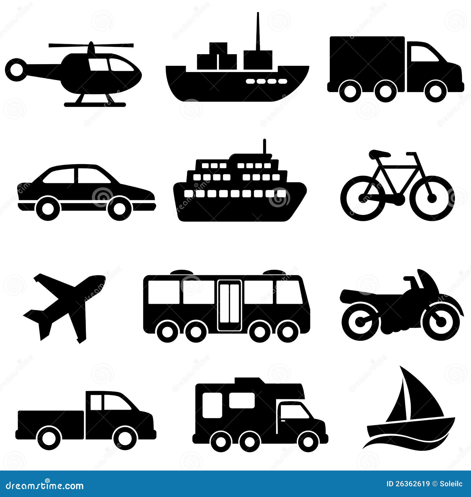 Conjunto Del Icono Del Transporte Ilustración del Vector - Ilustración ...