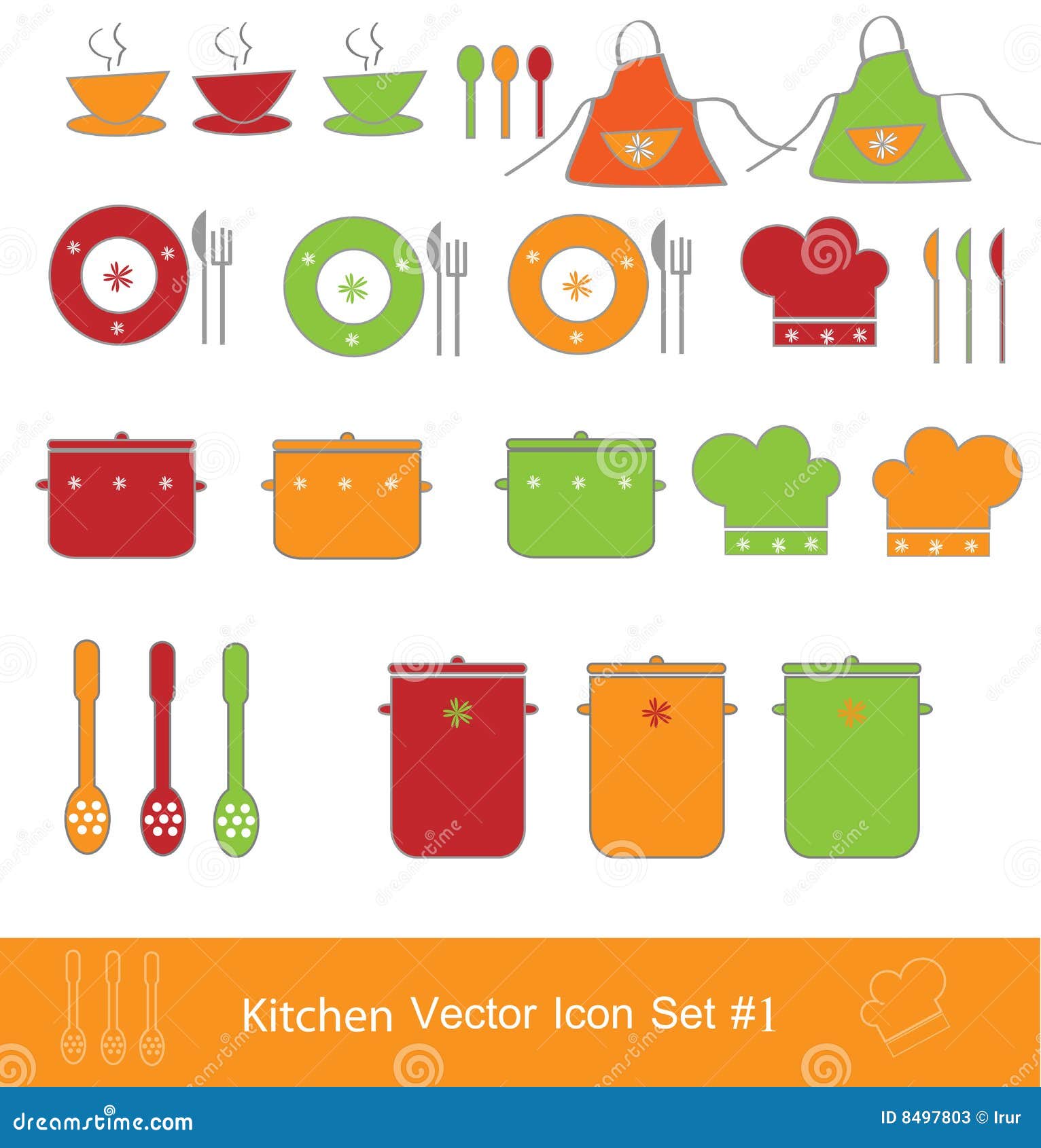 Conjunto Del Icono Del Vector De La Cocina Ilustración del Vector ...