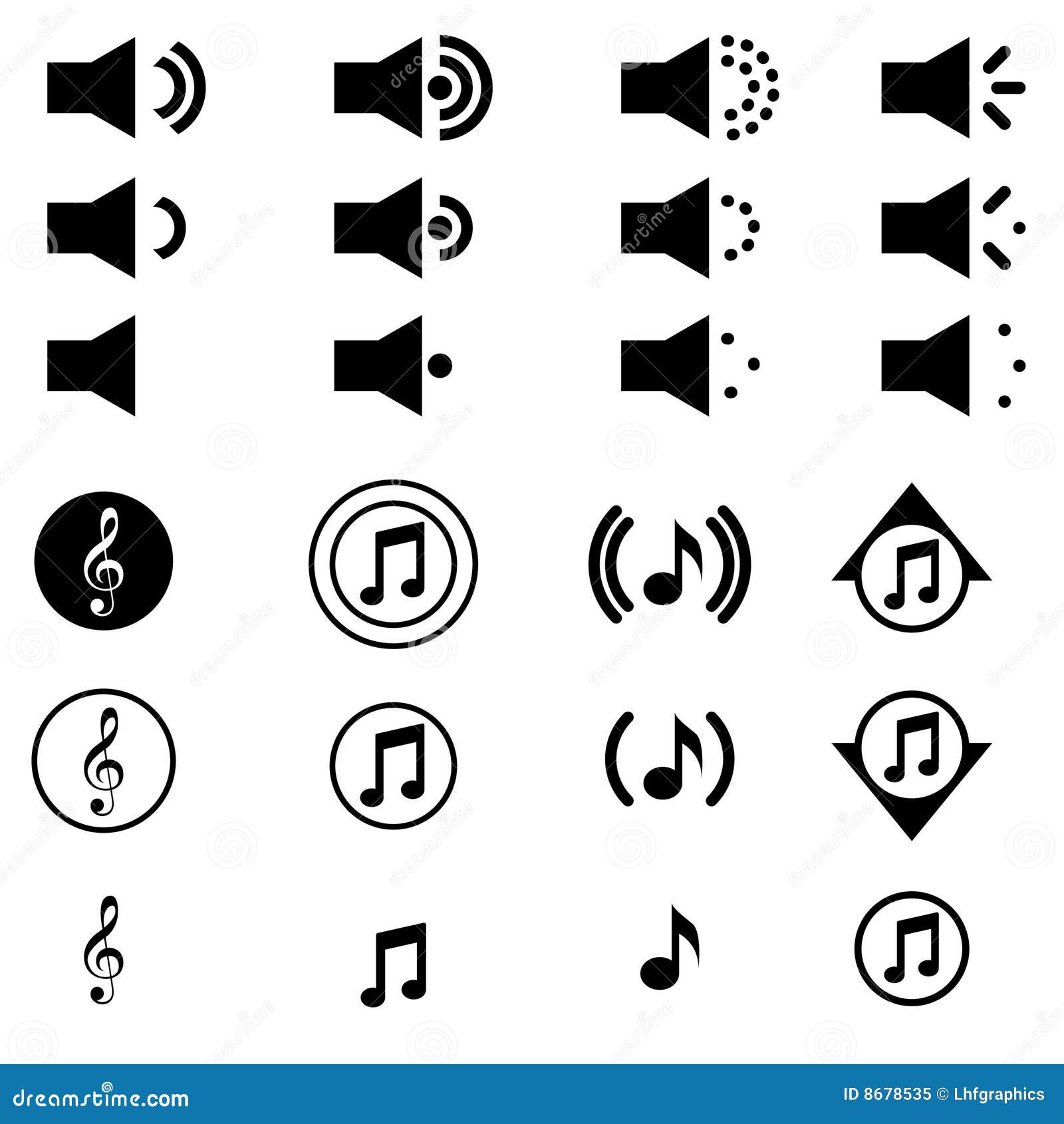Conjunto Del Icono Del Vector Del Reproductor Multimedia Ilustración ...