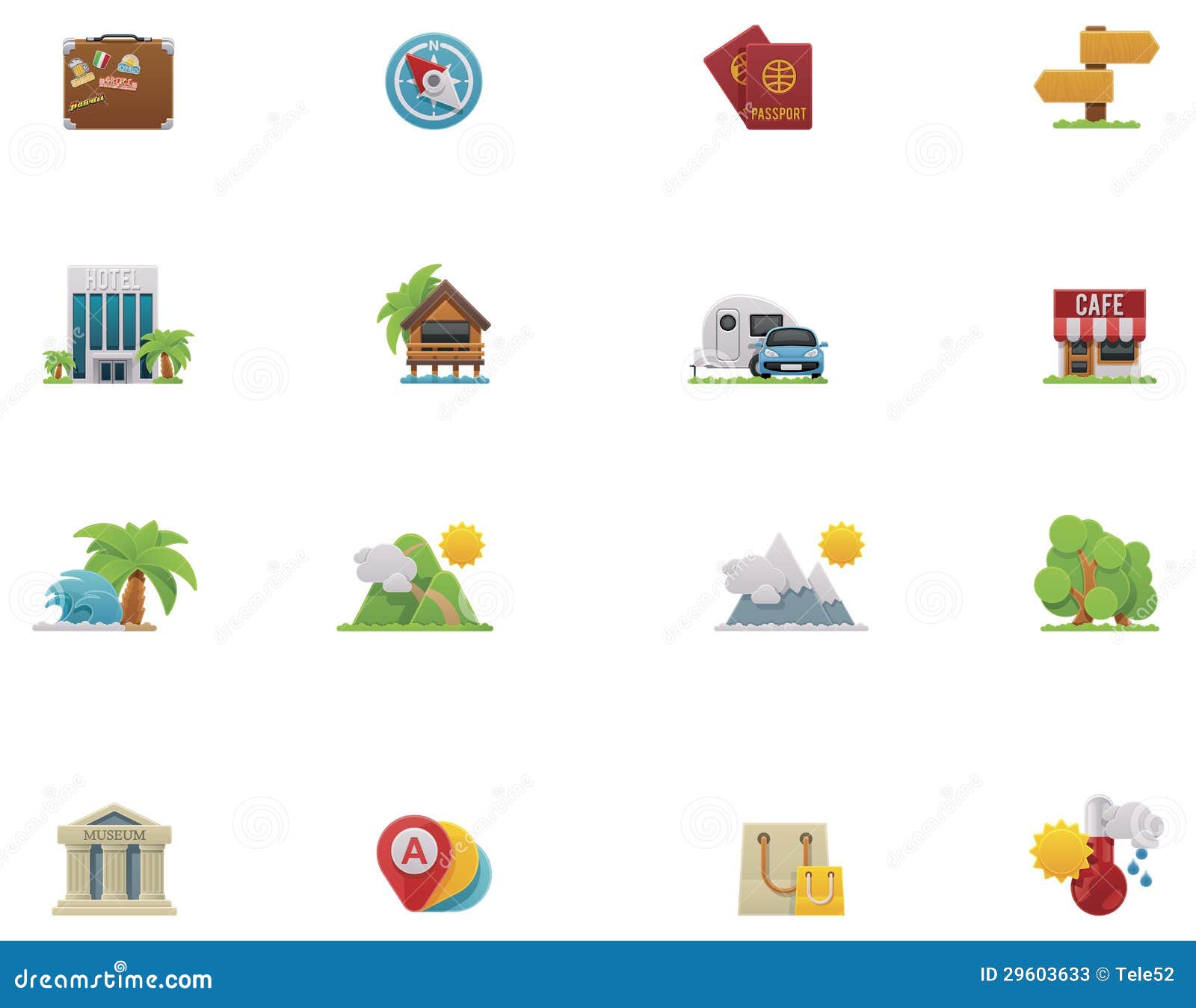 Conjunto Del Icono Del Viaje Del Vector Ilustración del Vector ...