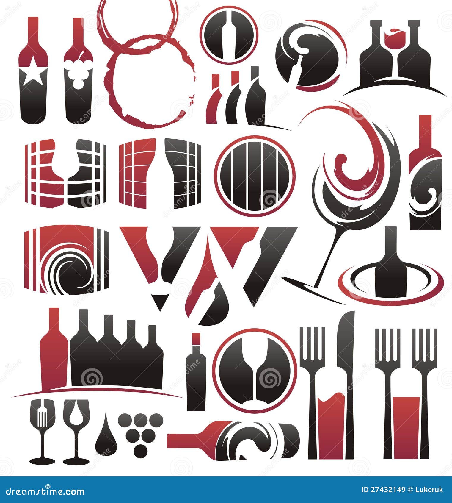 Conjunto Del Icono Del Vino Ilustración del Vector - Ilustración de ...