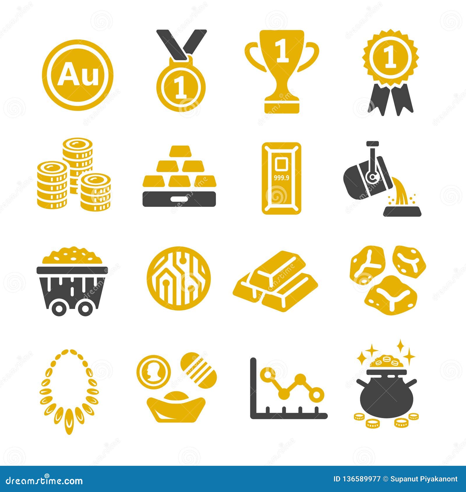 Conjunto del icono del oro ilustración del vector. Ilustración de ...