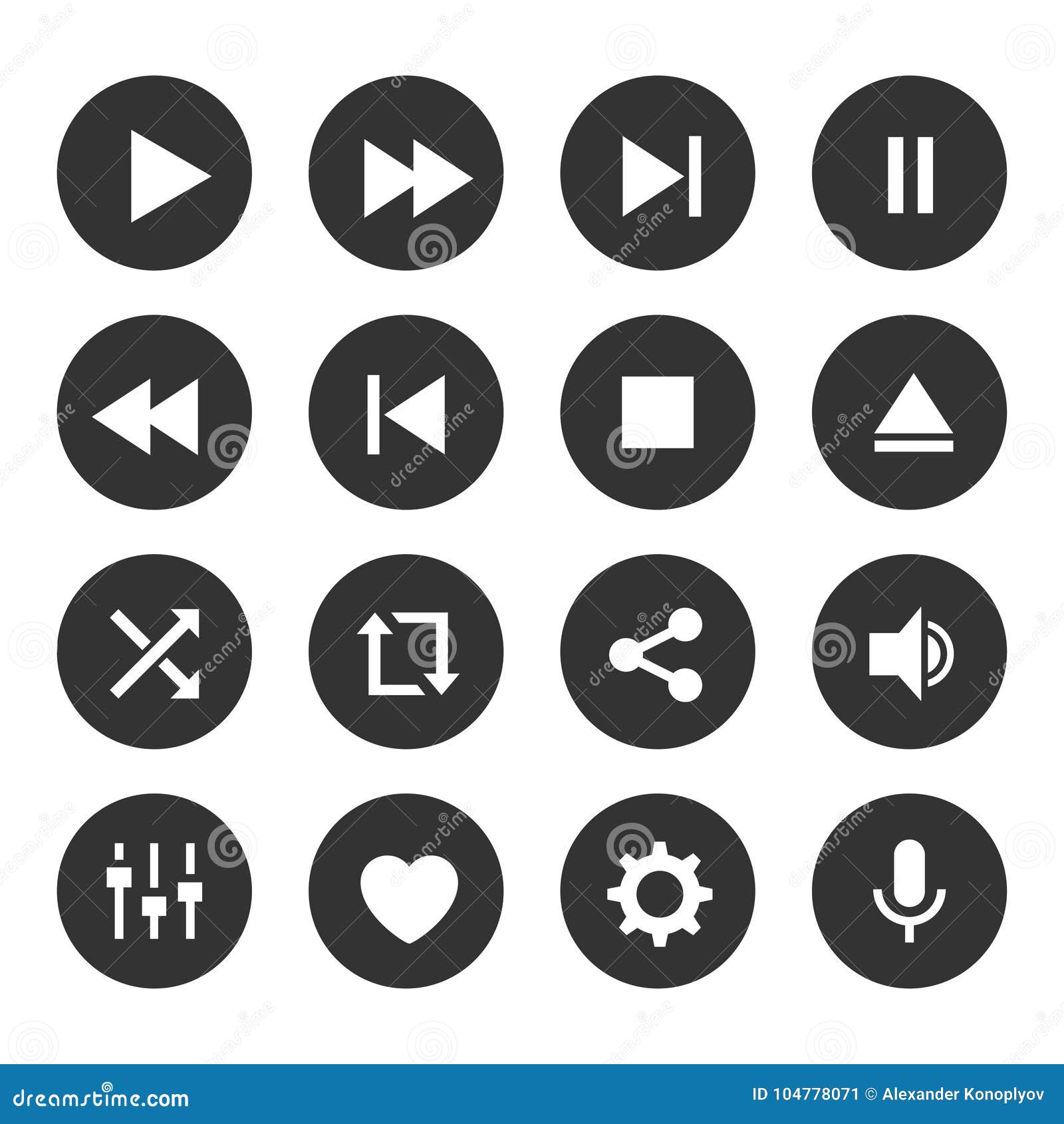Conjunto Del Icono Del Reproductor Multimedia Ilustración del Vector ...