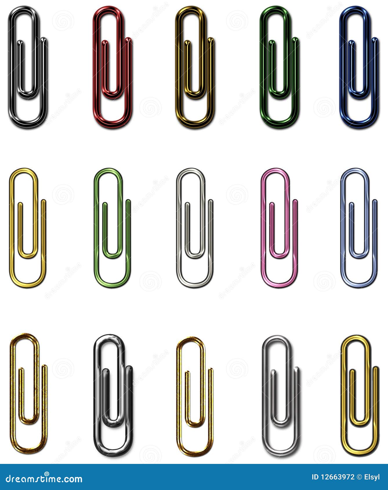 Conjunto Del Metal De Los Clips De Papel Stock de ilustración ...