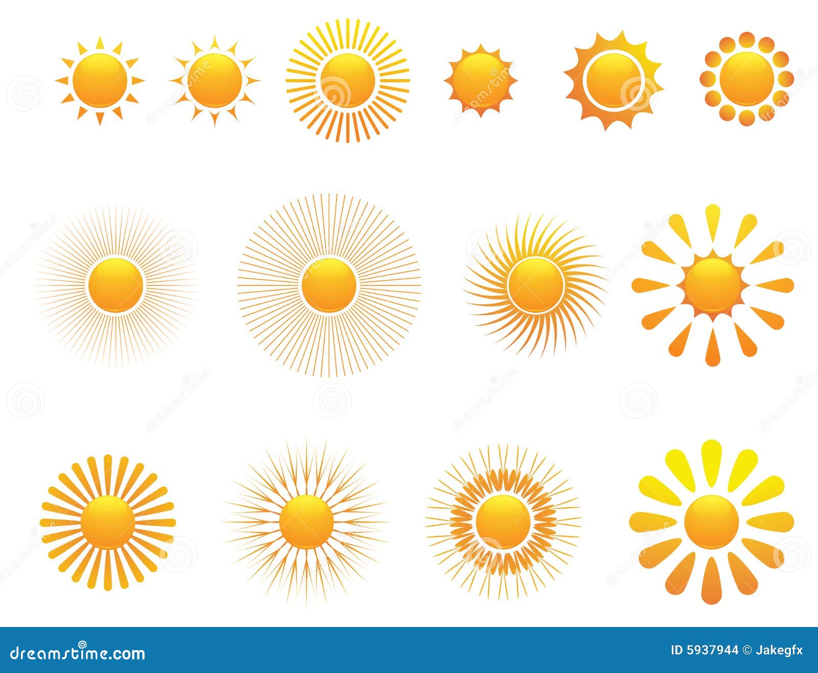 Conjunto del sol. Vector. ilustración del vector. Ilustración de ...