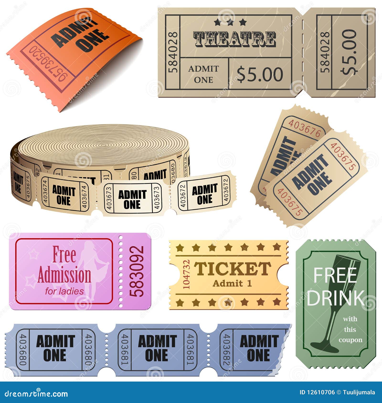 Conjunto Del Vector De Boletos Ilustración del Vector - Ilustración de ...