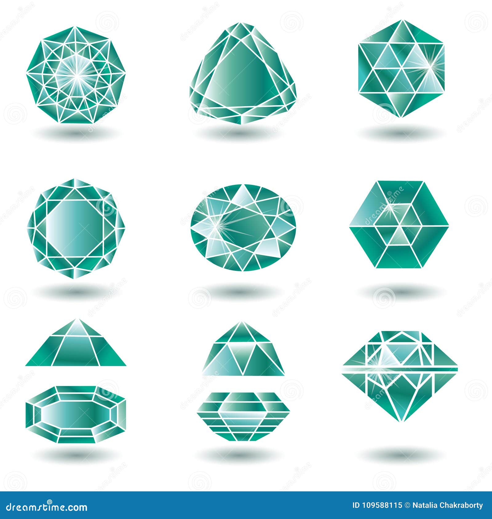Conjunto Del Vector De Diamantes Ilustración del Vector - Ilustración ...