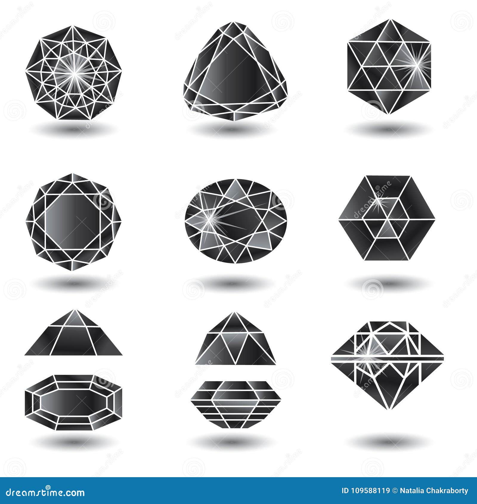 Conjunto Del Vector De Diamantes Ilustración del Vector - Ilustración ...