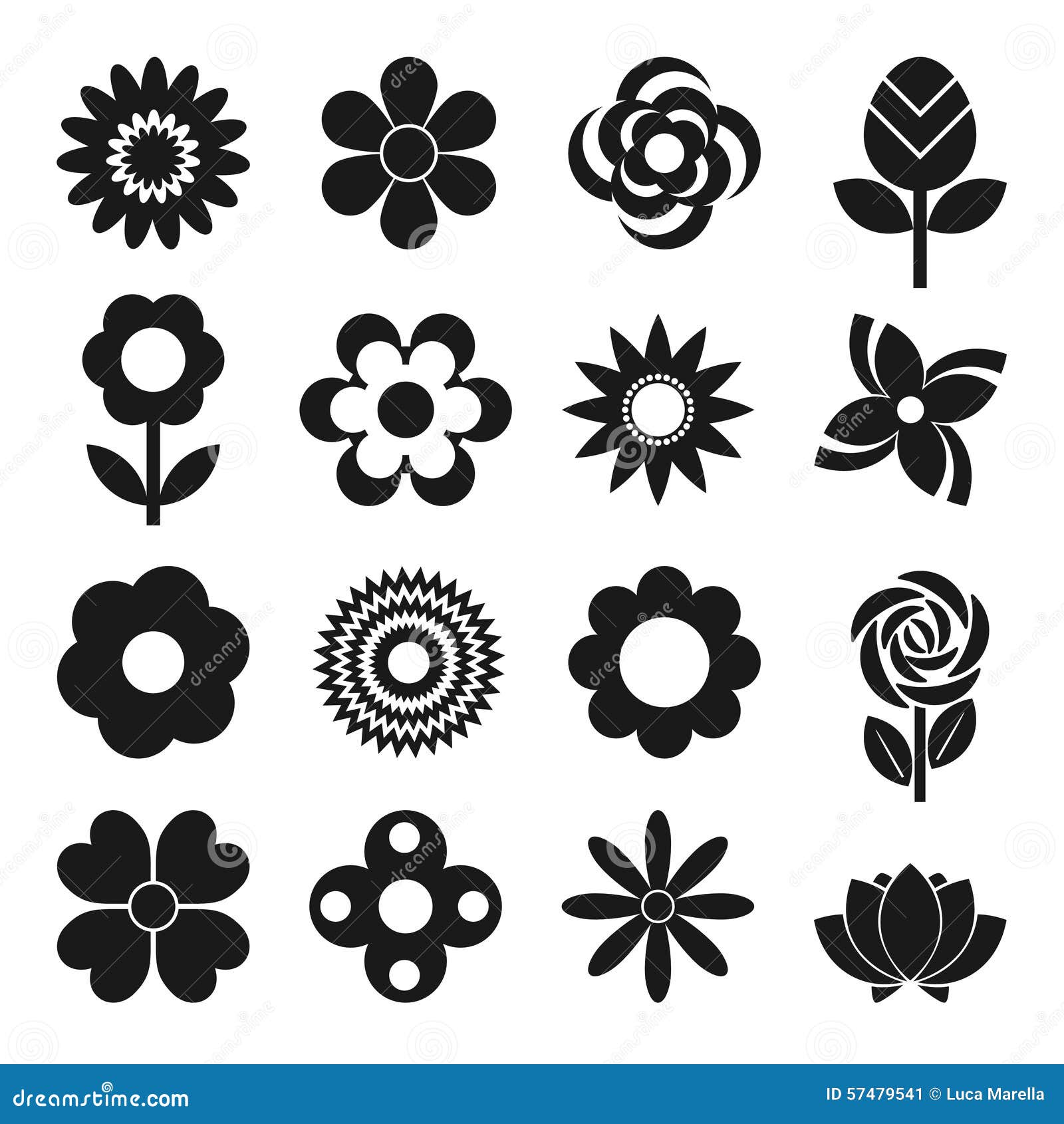 Conjunto Del Vector De Flores Ilustración del Vector - Ilustración de ...