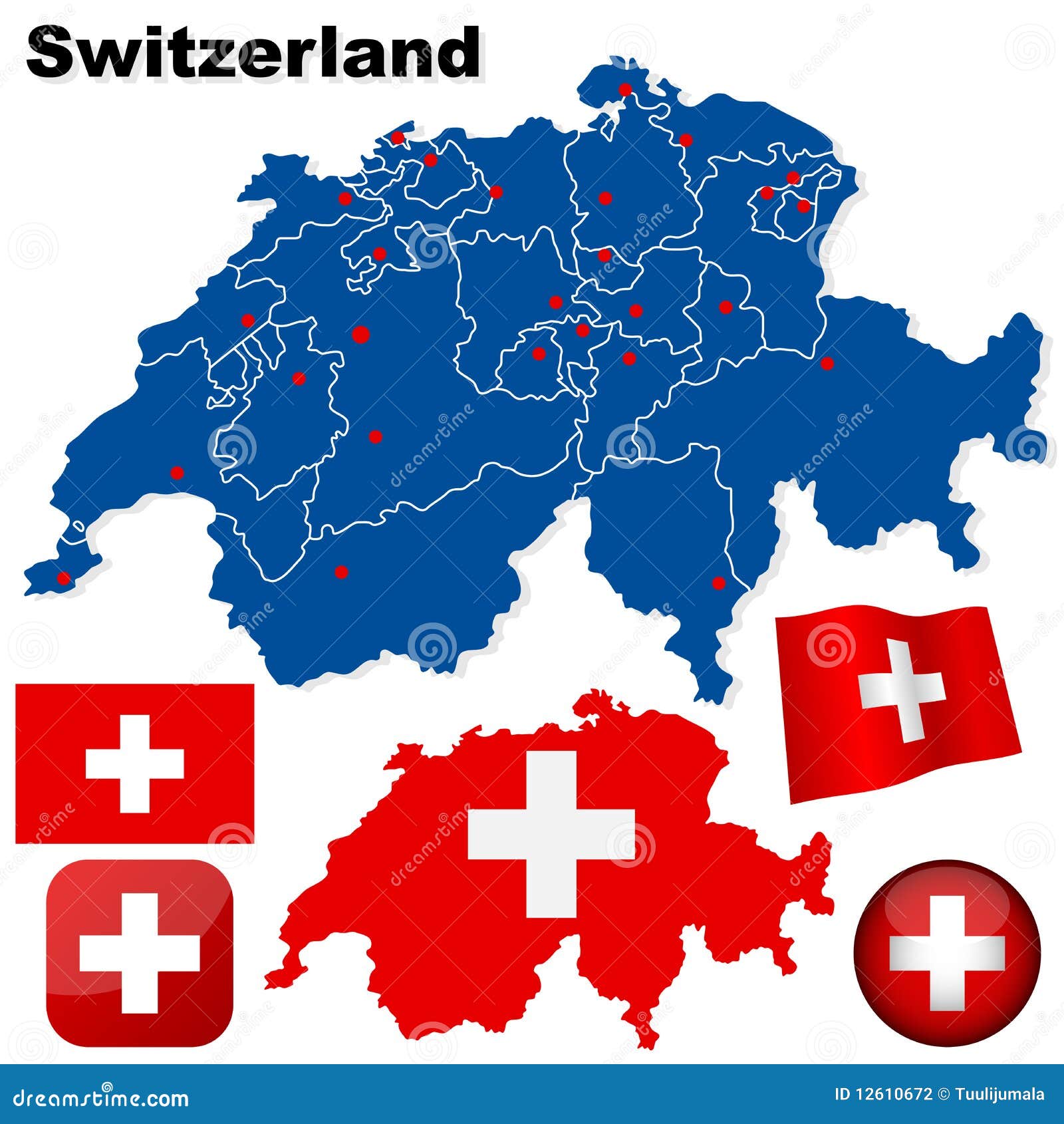 Conjunto Del Vector De Suiza. Ilustración del Vector - Ilustración de ...