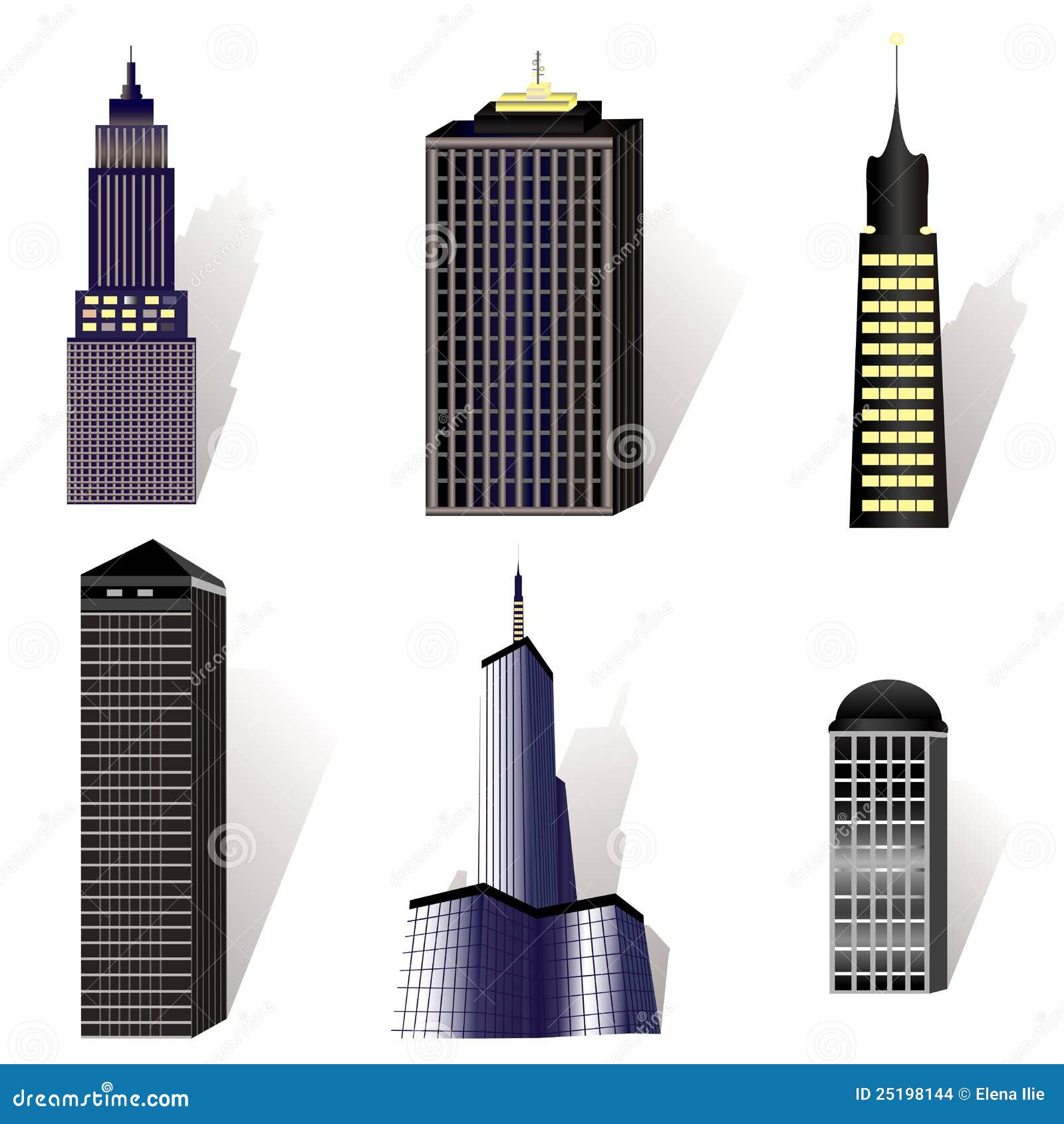 Conjunto Del Vector De Varios Edificios Stock de ilustración ...