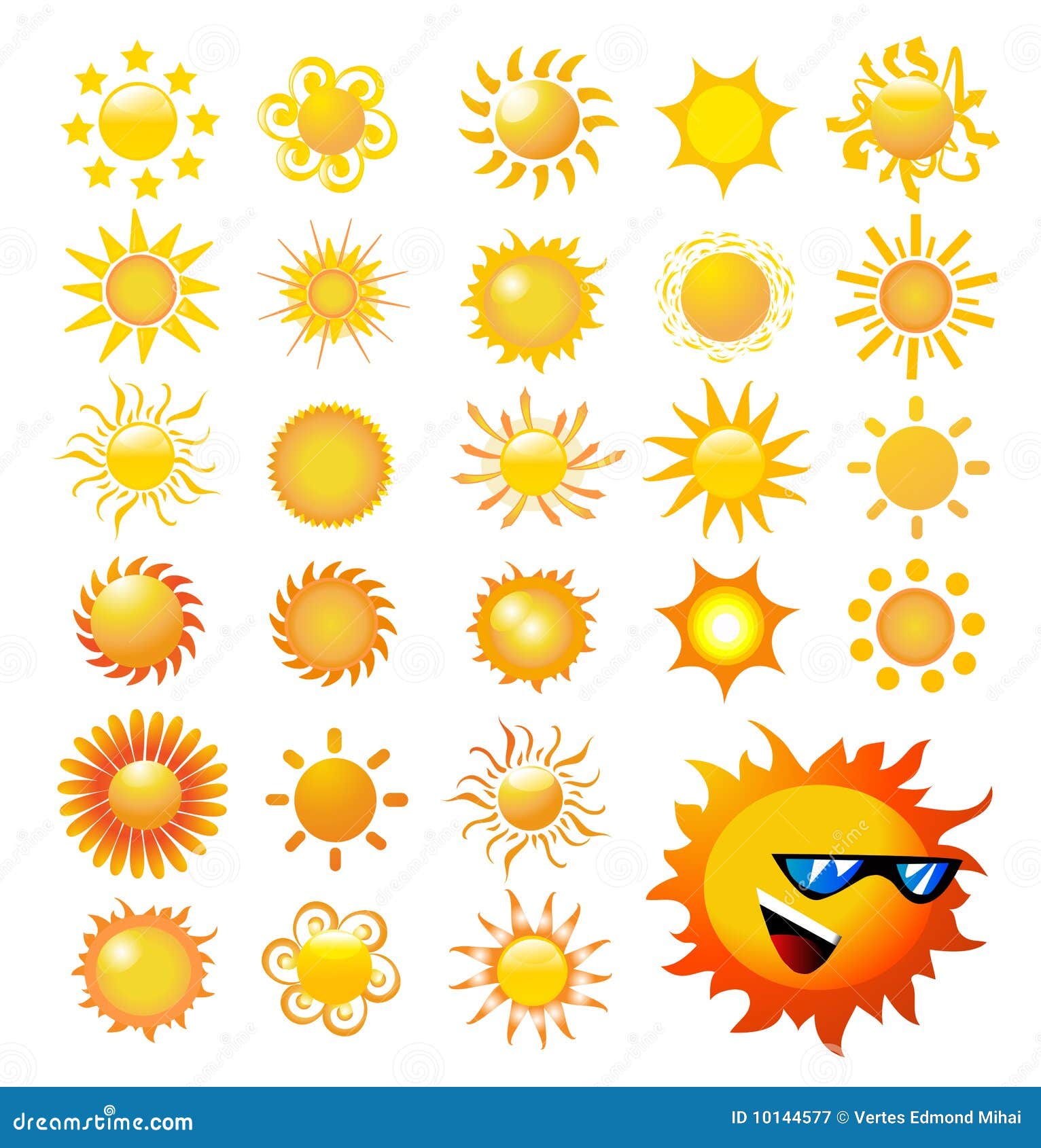 Conjunto Del Vector Del Sol Ilustración del Vector - Ilustración de ...