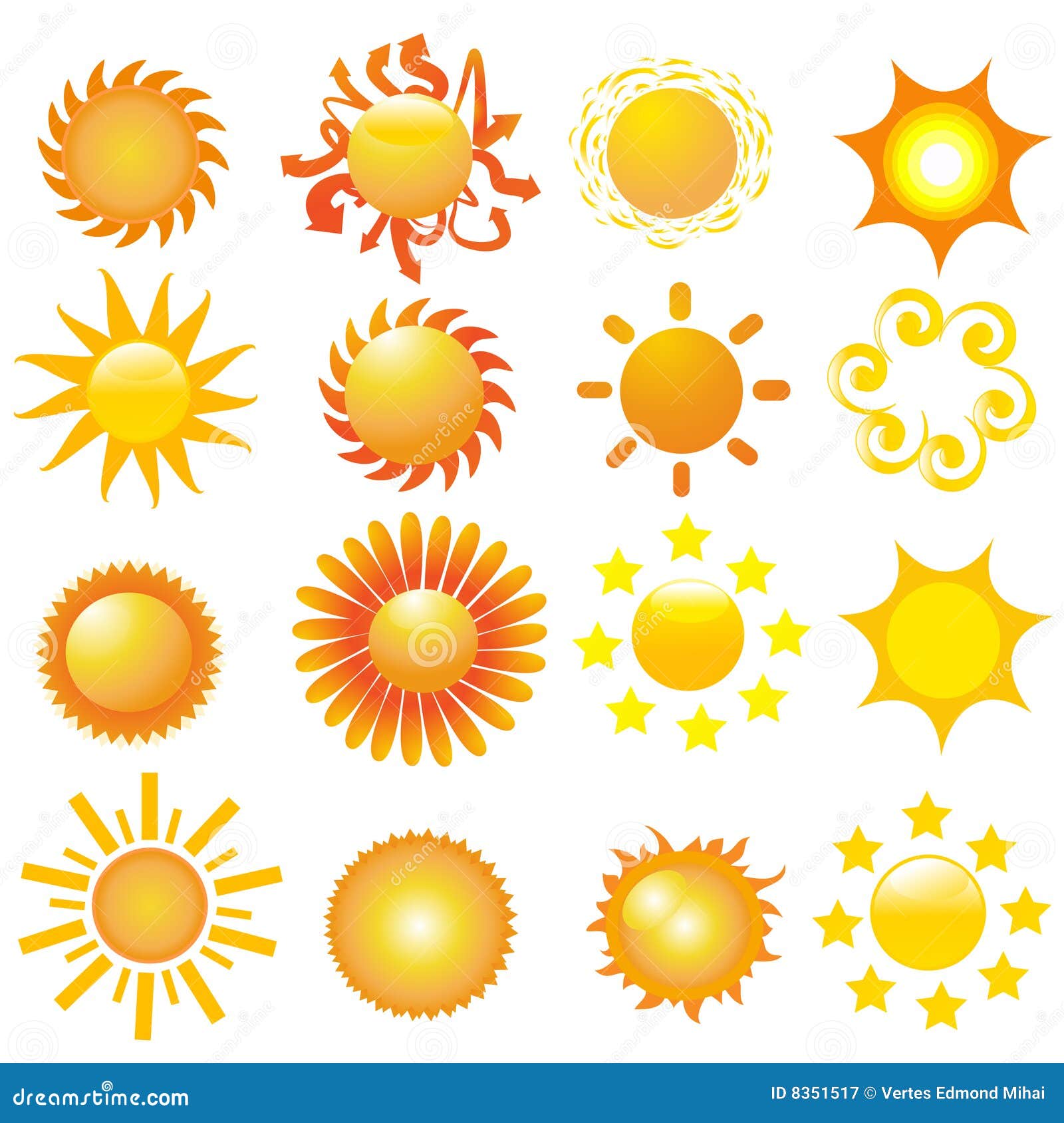 Conjunto Del Vector Del Sol Ilustración del Vector - Ilustración de ...