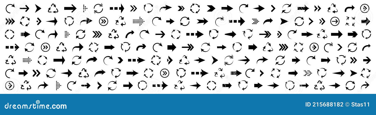 Conjunto Grande De Flechas Negras. Colecciones De Flechas Vectoriales ...