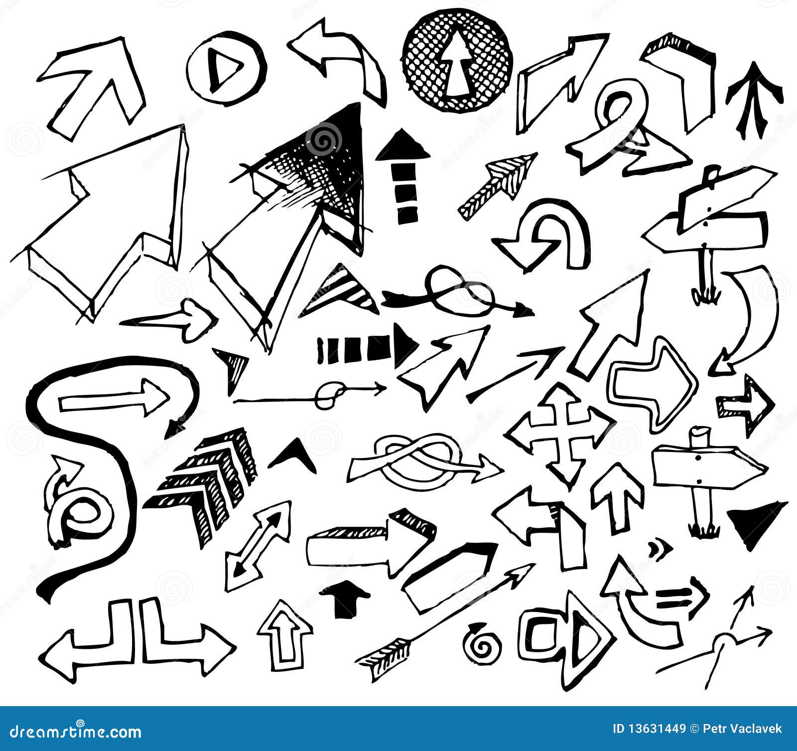 Conjunto Grande De Varias Flechas Negras Del Doodle Ilustración del ...