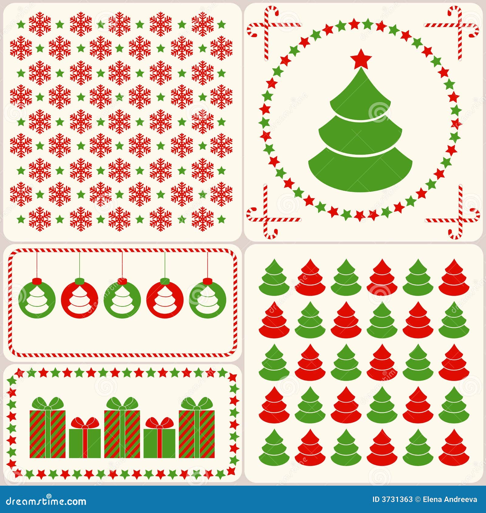 Conjunto Retro De La Navidad. Ilustración del Vector - Ilustración de ...