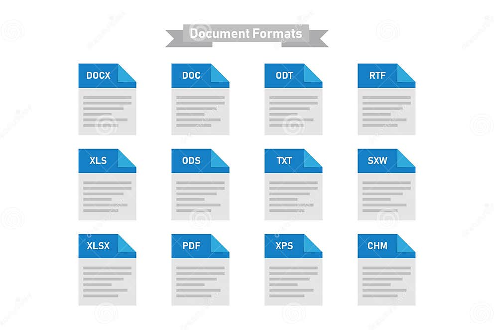 Conjunto Simple De Tipos Formatos De Documentos Archivos Multimedia ...
